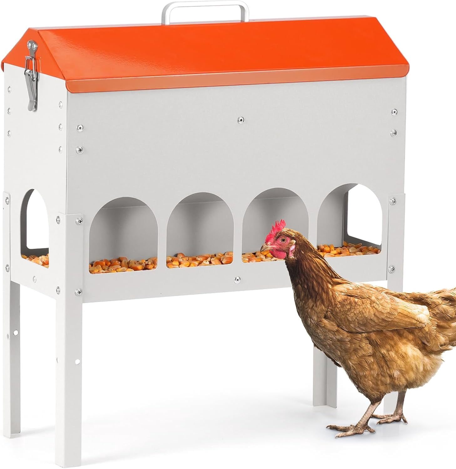 Chicken Feeder No Waste 15 Pound 7lb,10 Feeding Ports,with Metal Feeder ...