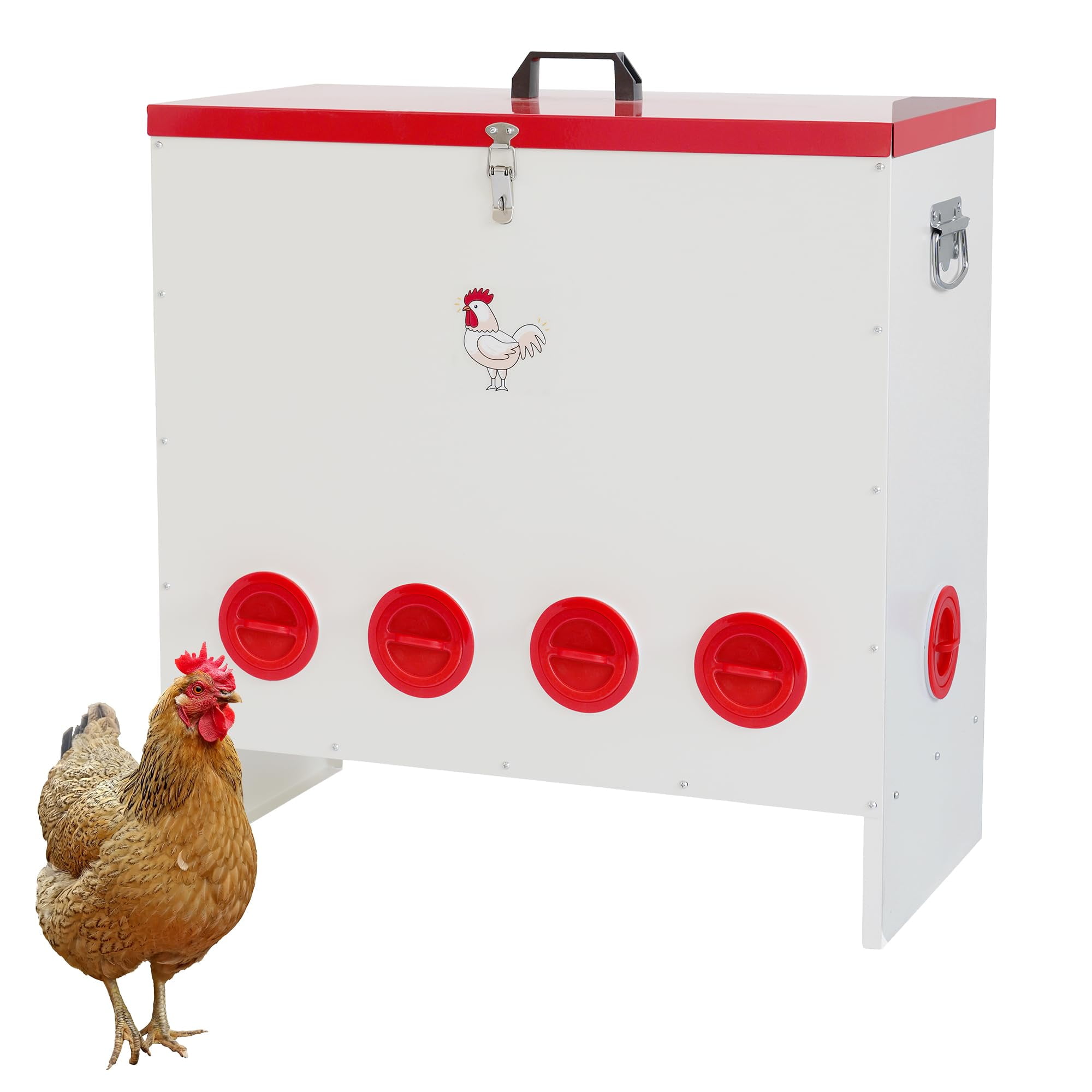 Chicken Feeder No Waste, 6/10-Ports Automatic Large Poultry Feeder with ...