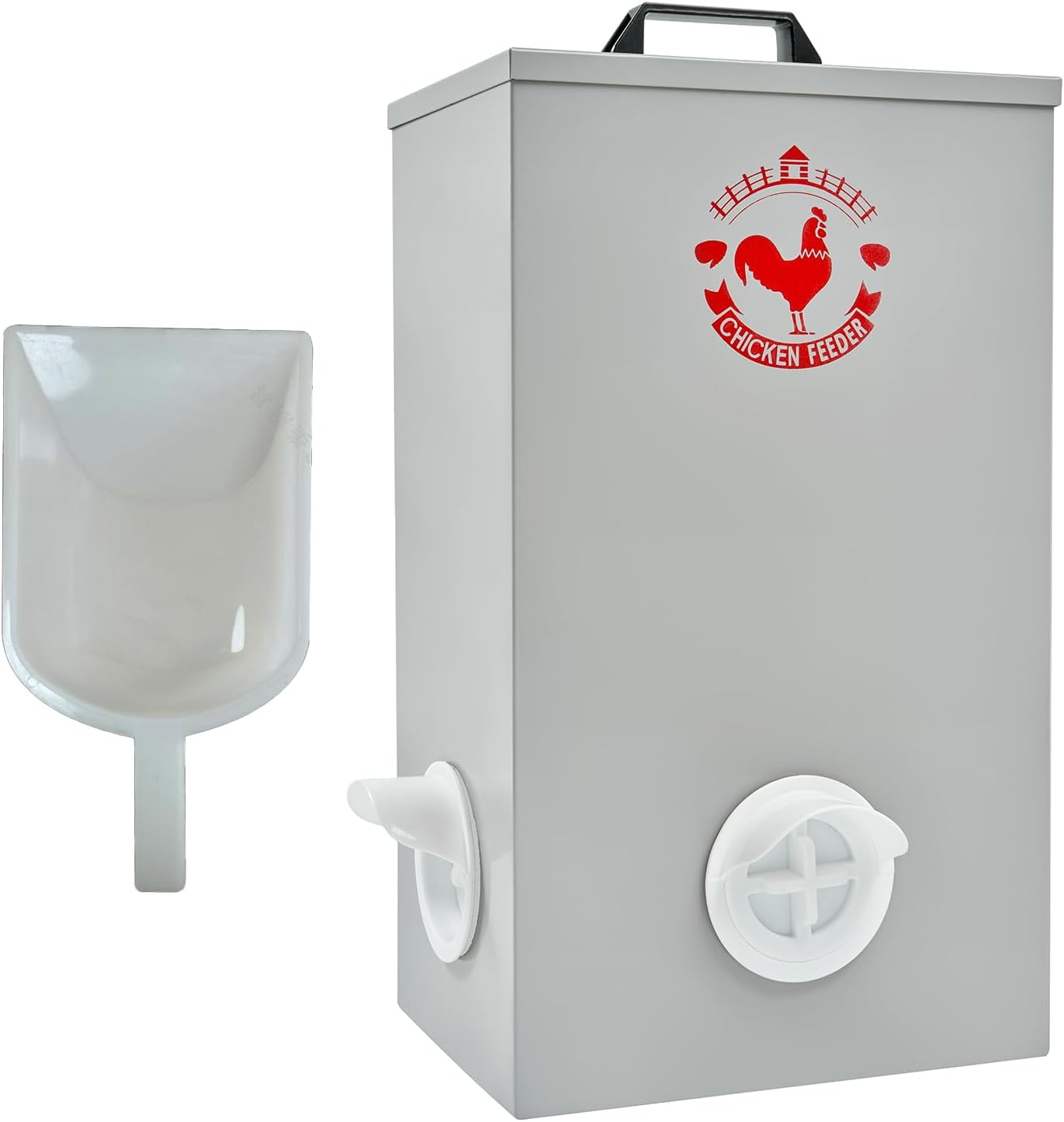 Chicken Feeder Wall Hanging 25lb 3-Port All-Weather Metal Poultry ...