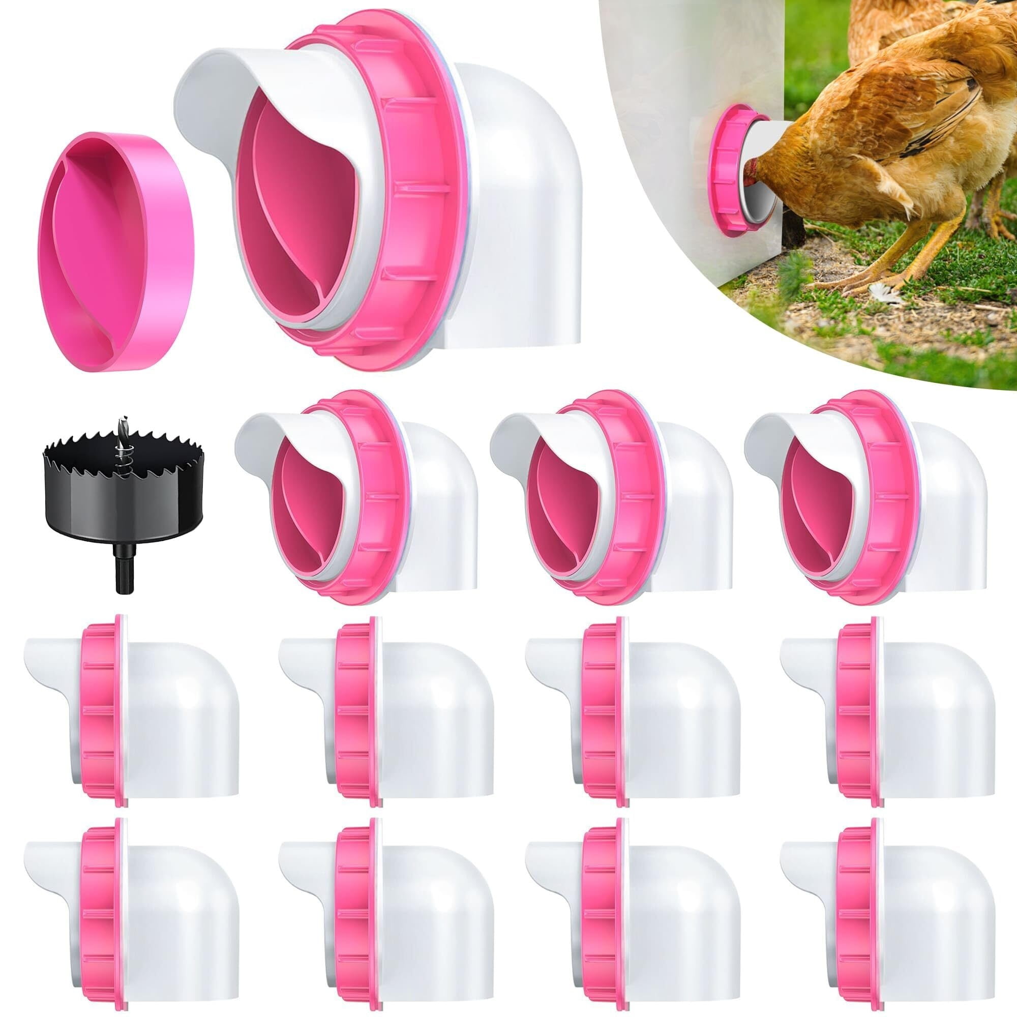 Chicken Feeder No Waste 12 Ports Automatic 4 inch Poultry Feeder with ...