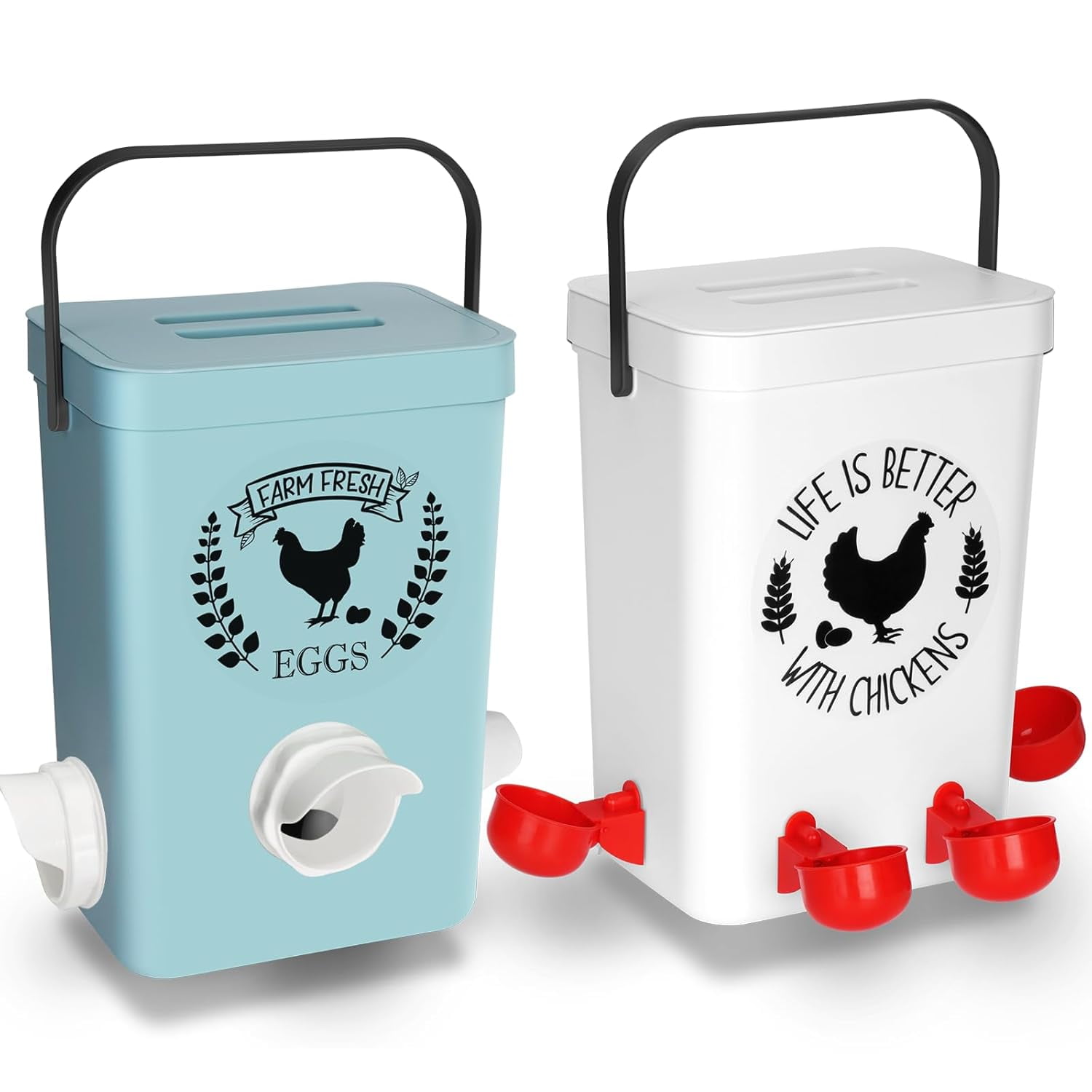 Chicken Feeder and Chicken Waterer Set (3 Gallon/26 Pounds) - Hanging ...