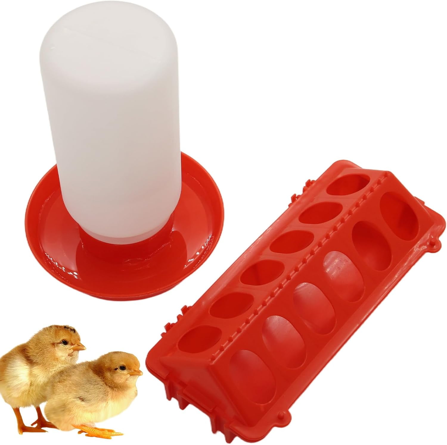 Chicken Feeder and Waterer kit-Flip Top Chick Feeder with 12 Feeding ...