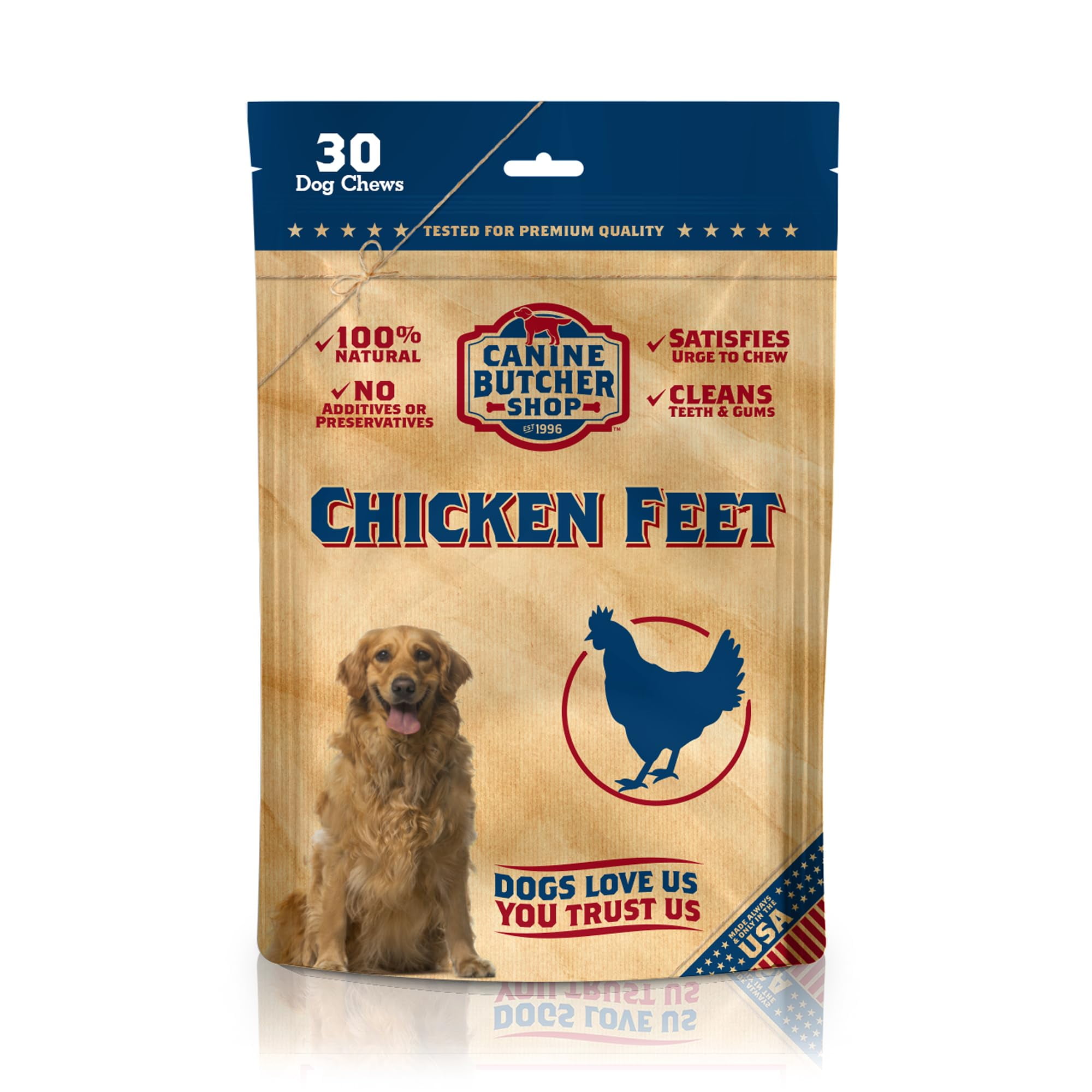 Chicken Feet Dog Treats, Raised & Made in USA (30-Pack), Dehydrated ...