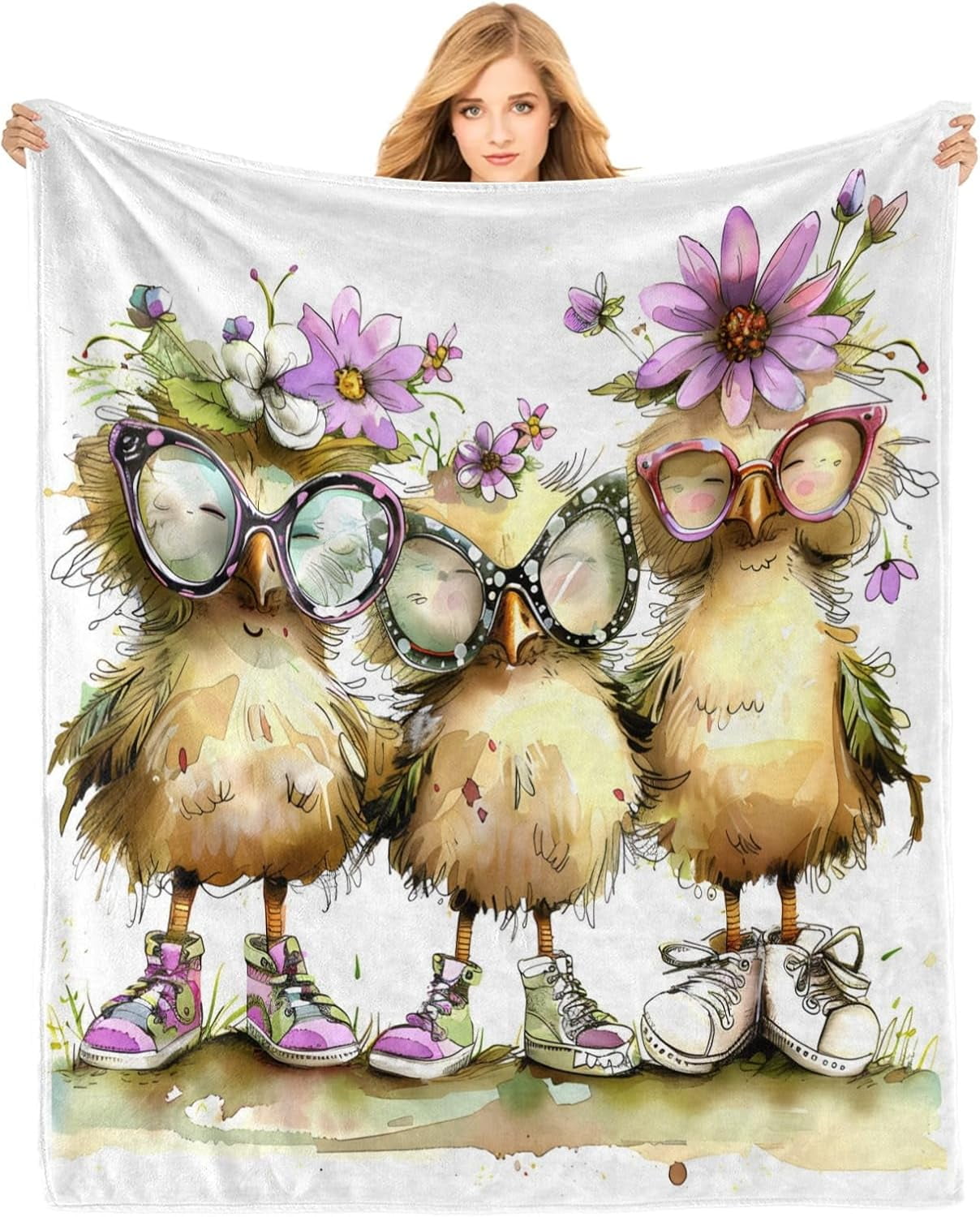 Chicken Flannel Throw Blanket, in - Cozy Lightweight Thick Cute Three ...