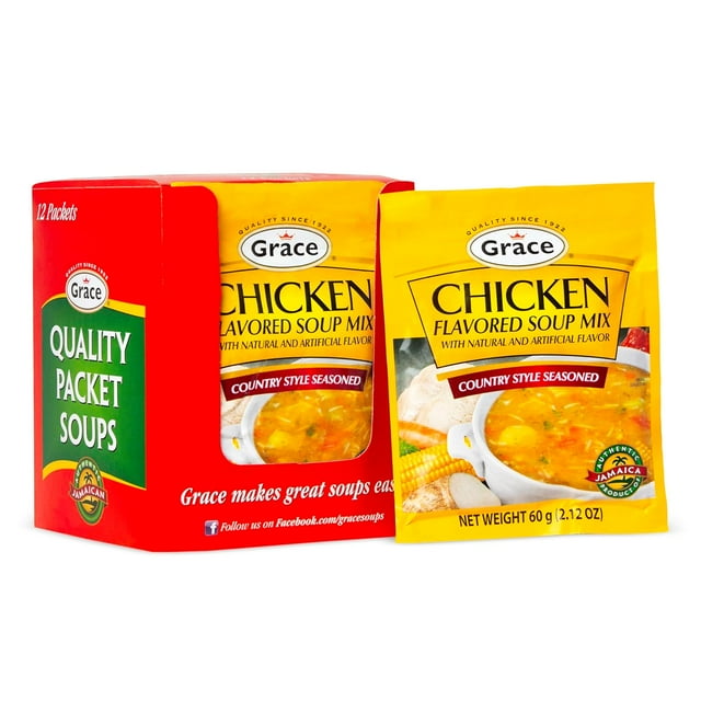 Chicken Flavored Soup Mix 2.12oz - 12 Pack - Jamaican Country Style ...