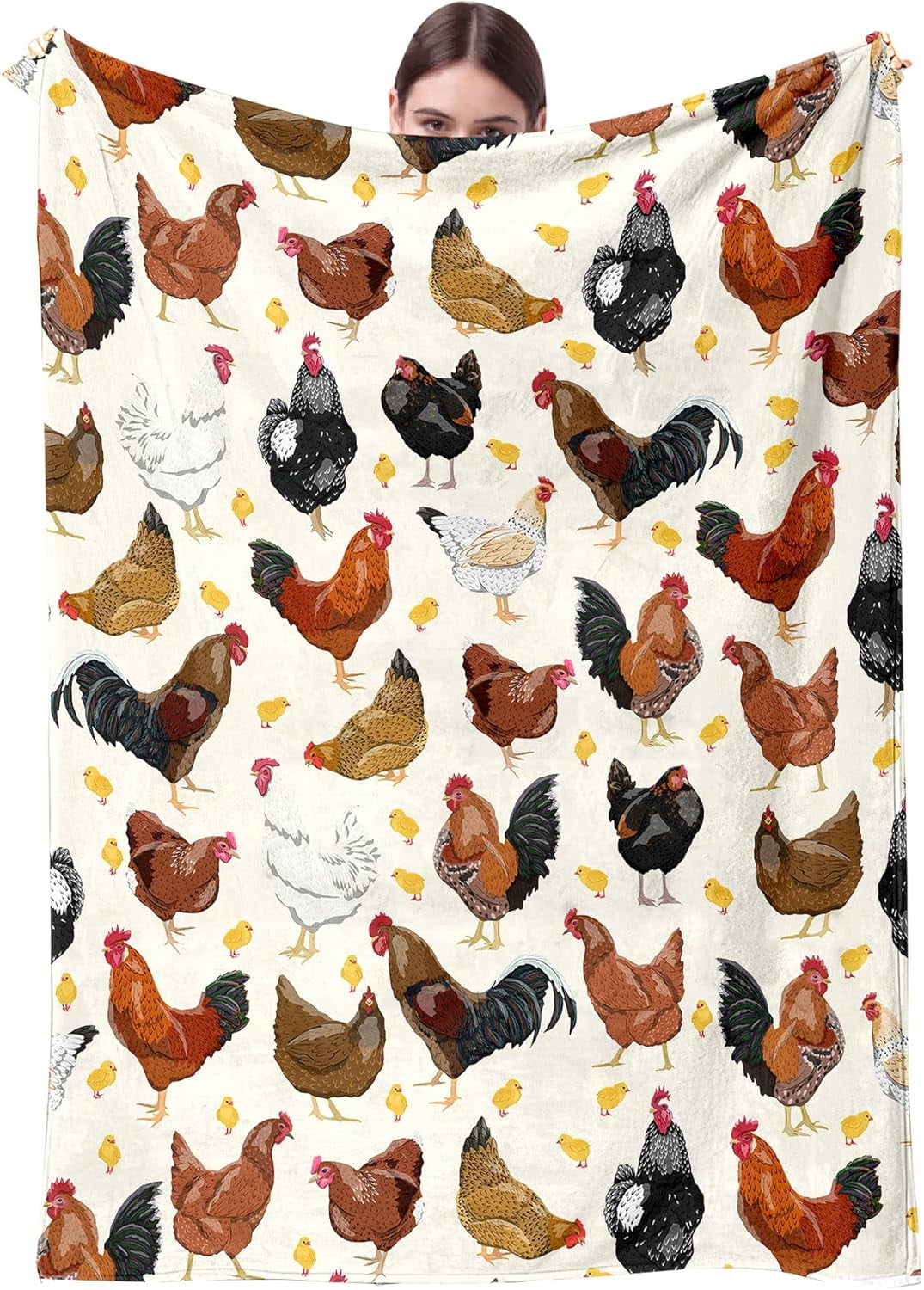 Chicken Fleece Plush Blanket Funny Rooster Lightweight Throw Blanket ...