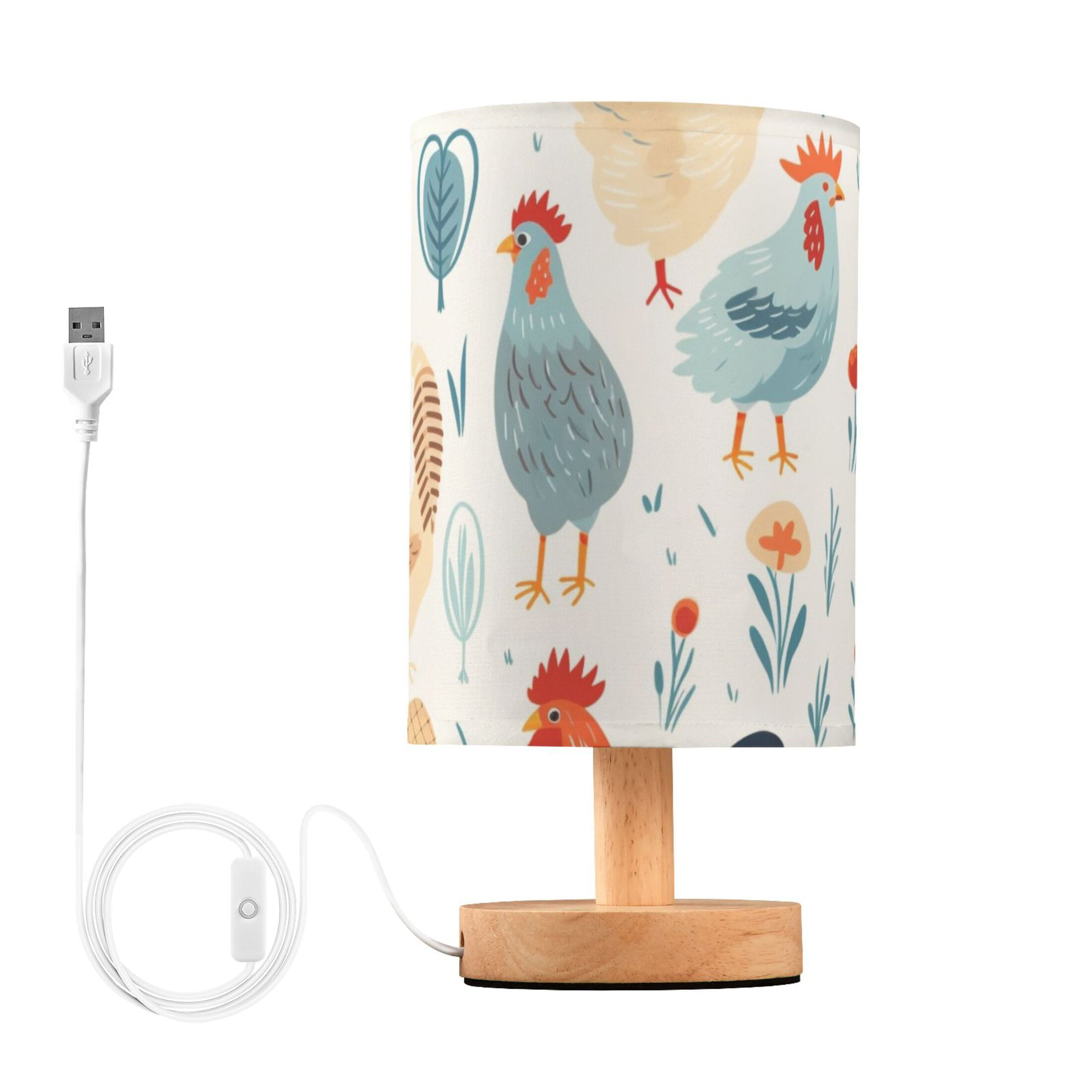 Chicken Flowers Bedside Table Lamp LED Warm Lights with USB Charging ...