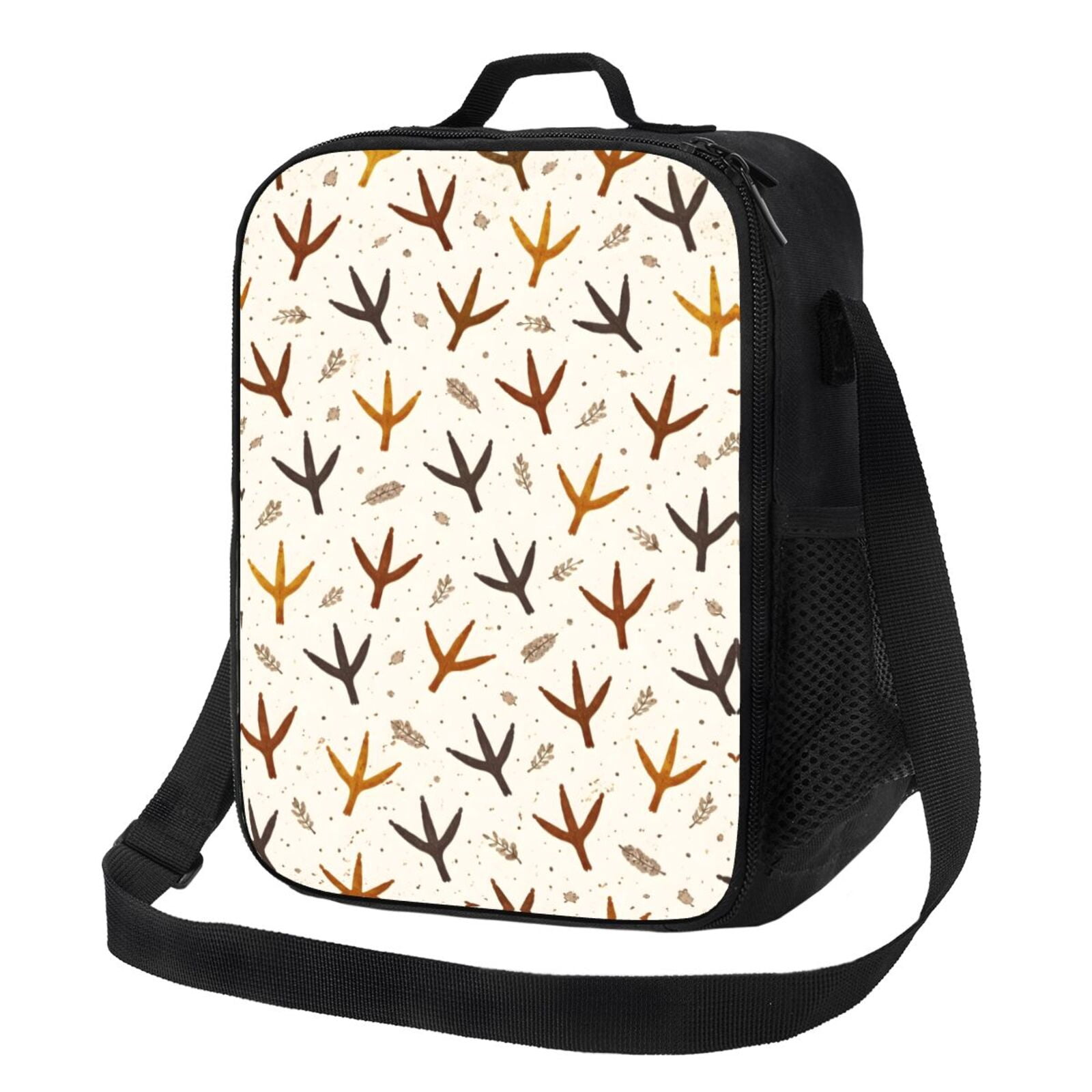 Chicken Footprint Pattern Lunch Bag Insulated Thermal Box with Shoulder ...