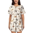 Chicken Footprint Pattern Women’S Short-Sleeved Pyjama Set Round-Neck ...