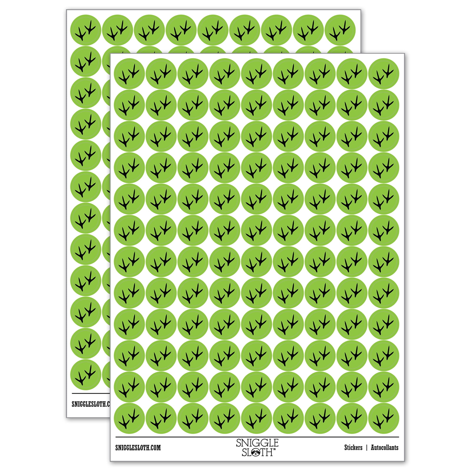 Chicken Footprints Tracks 200+ Round Stickers - Light Green - Matte ...