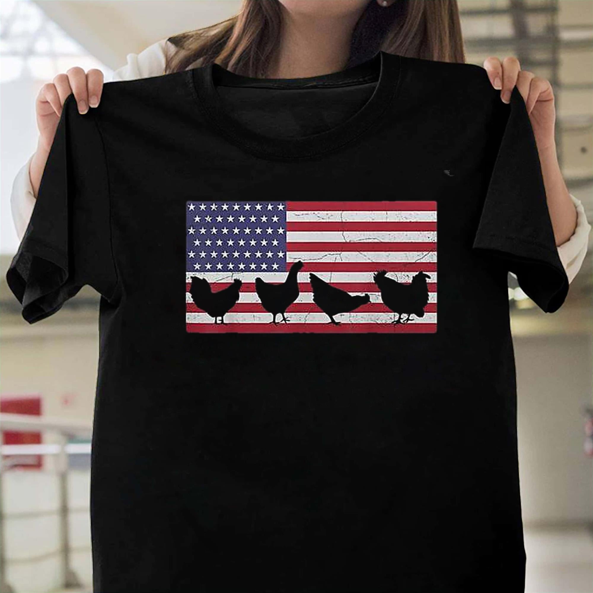 Chicken Fourth July Hen Farm 4th American Flag USA Poultry Art T-Shirt ...