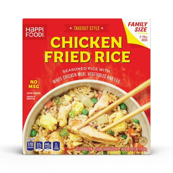 Happi Foodi Chicken Fried Rice - Frozen Family Size Rice Meal - 40 oz ...