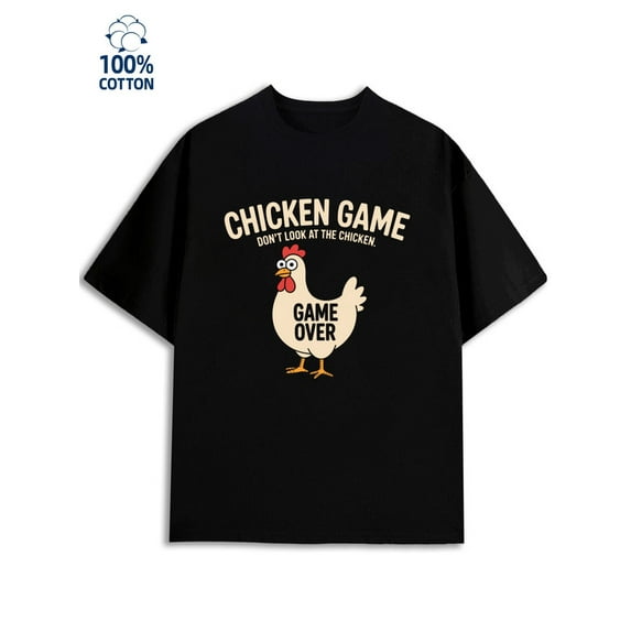 Chicken Game Tee mens funny humor 180G 100% Cotton black sixty years ...