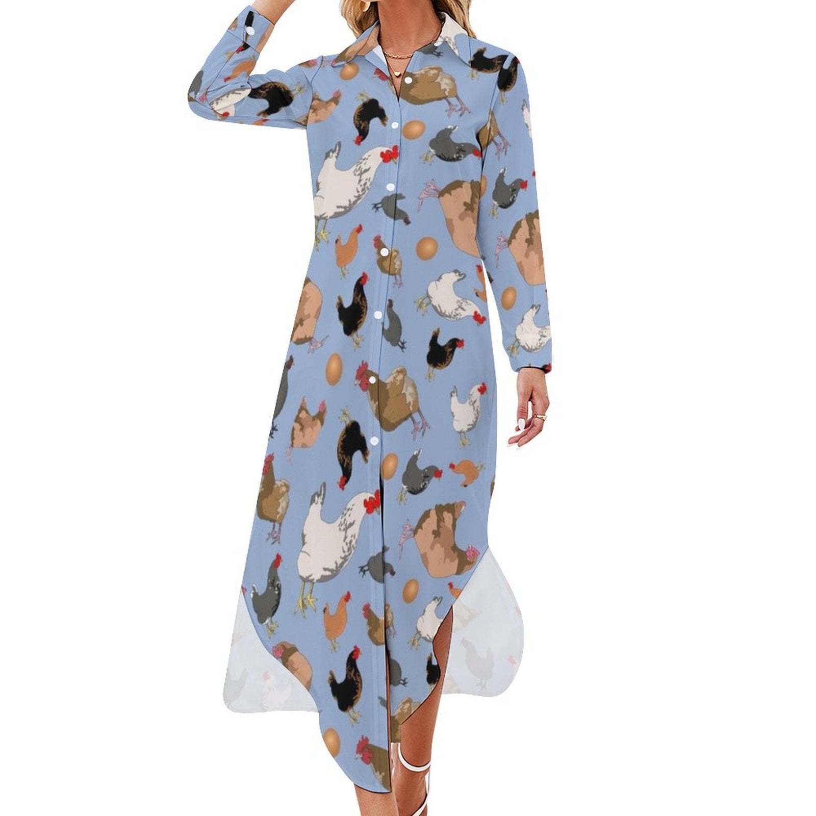 Chicken Gang Long Sleeved Shirt Dress dresses for prom dresses summer ...
