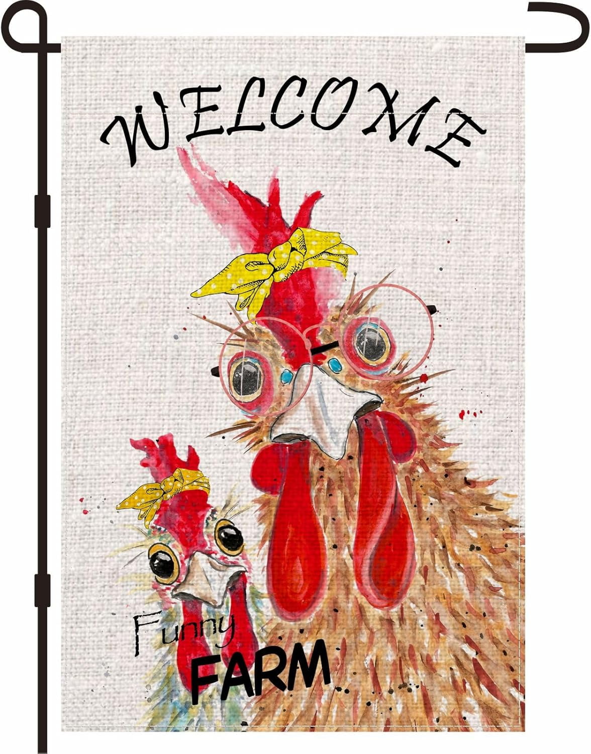 Chicken Garden Flag 12x18 Inch, Double Sided Burlap Outside Welcome ...