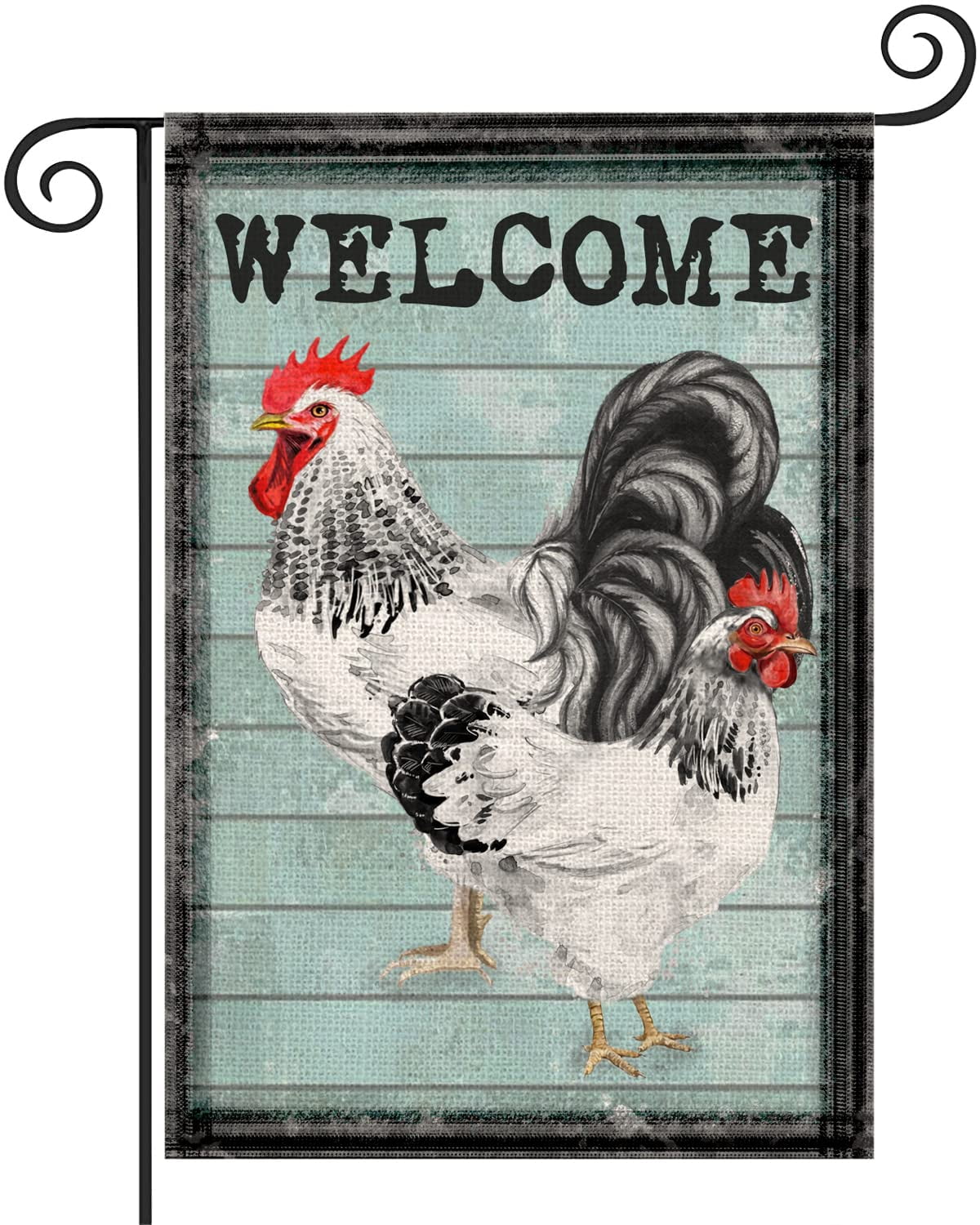 Chicken Garden Flag Farm Flag Farmhouse Rooster Flag Watercolor Rustic ...