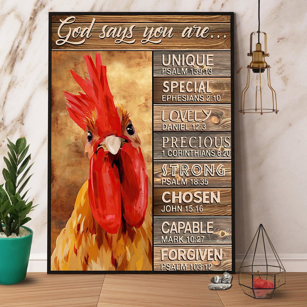 Chicken God Says You Are Unique Special Lovely Poster No Frame Wrapped ...