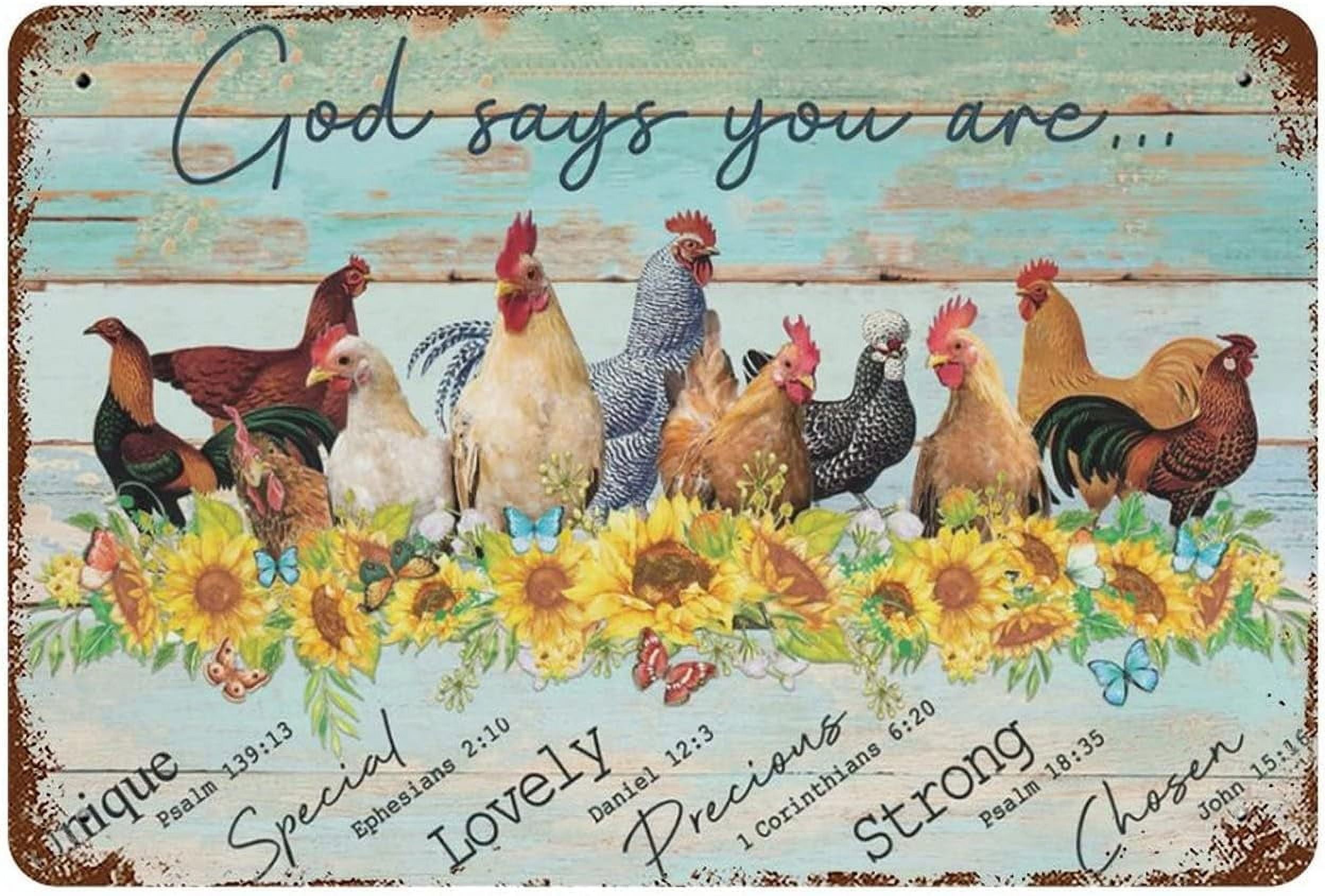 Chicken God Says You are, Vintage Chicken Poster Funny Novelty Metal ...