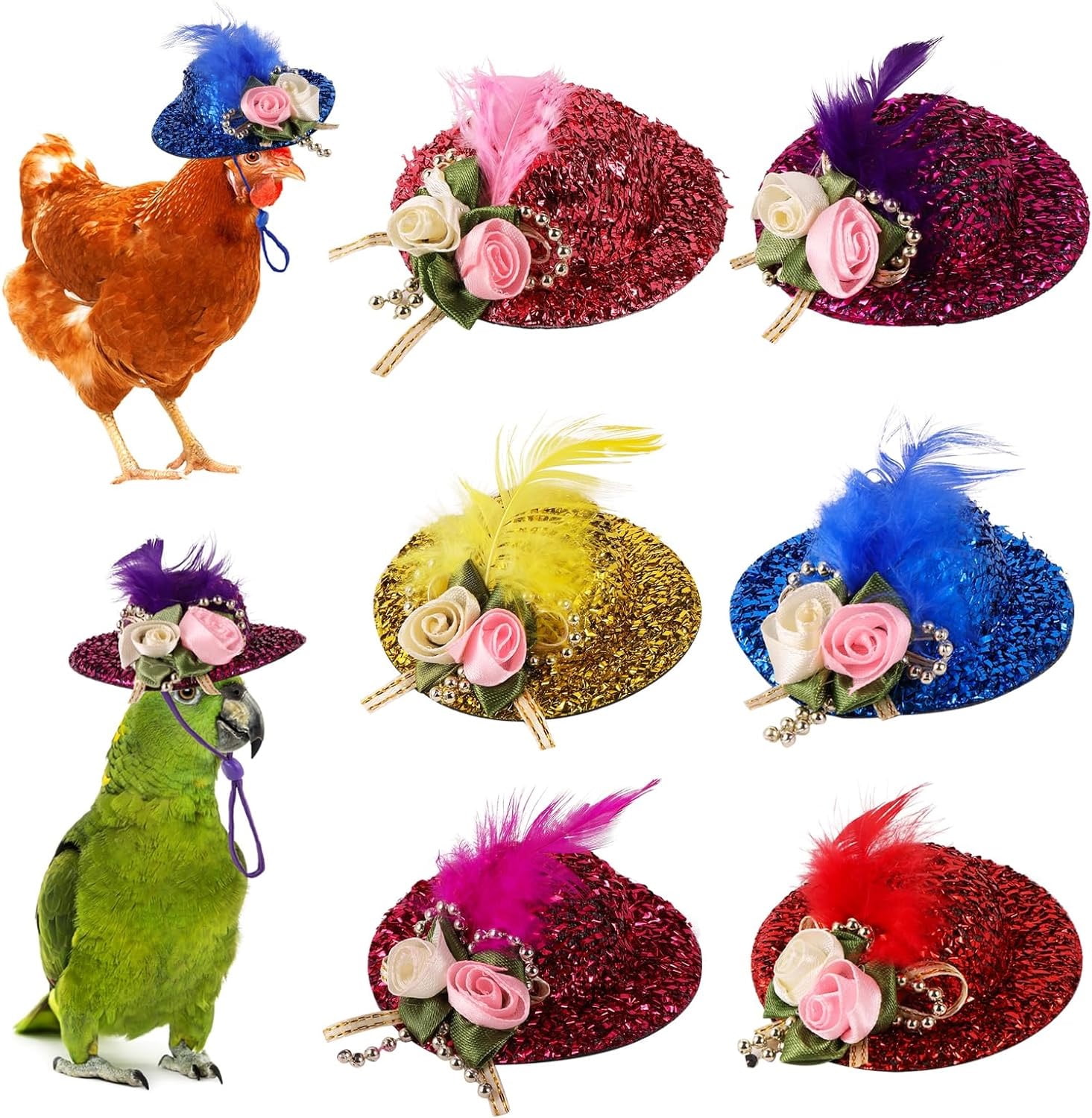Chicken Hats for Hens Tiny Pets Funny Chicken Accessories Feather Top ...