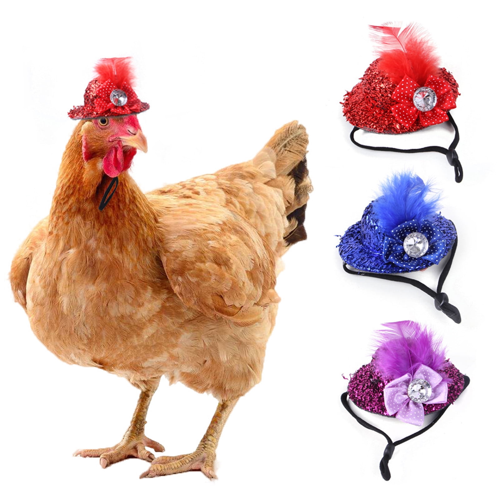 Chicken Hats for Hens Tiny Pets Funny Chicken Accessories Faux Crystal ...