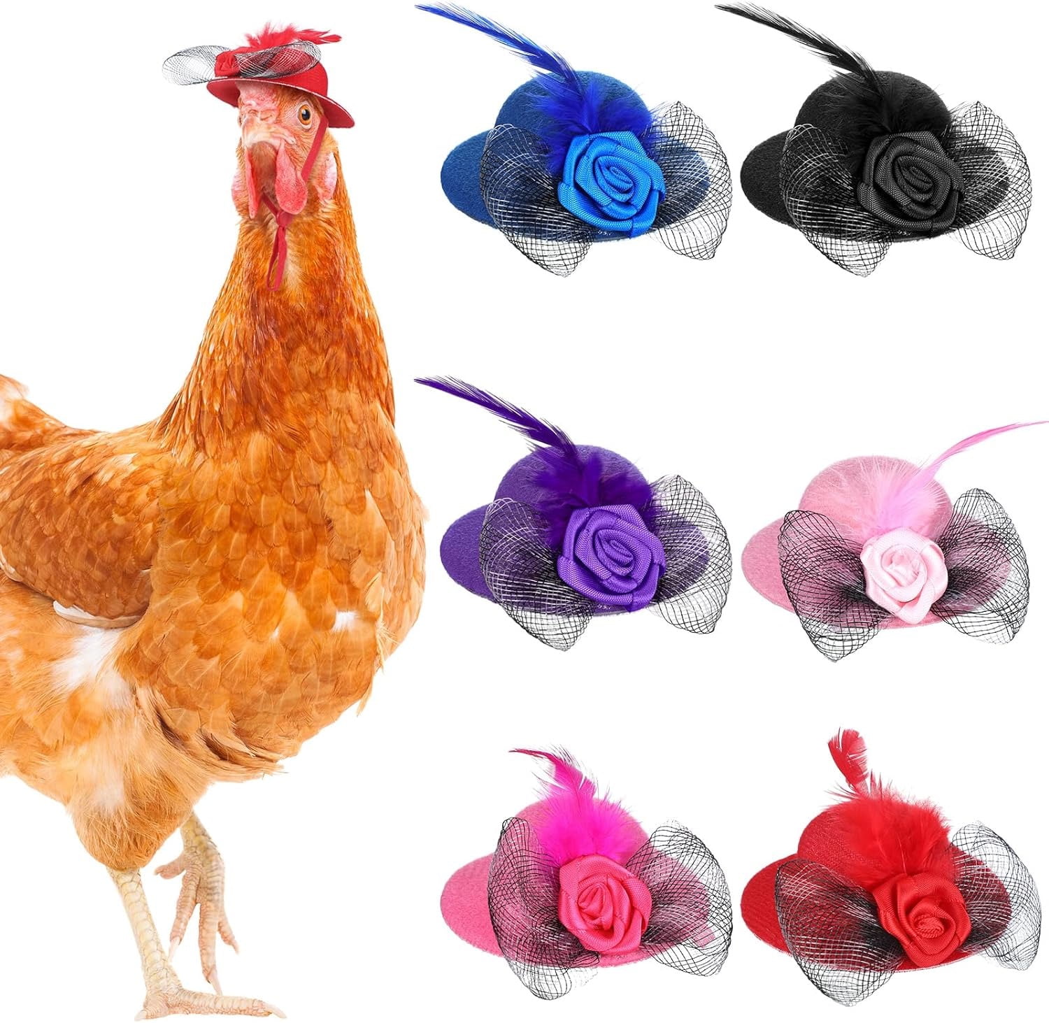Chicken Hats for Hens Tiny Pets Funny Halloween Accessories Feather Top ...