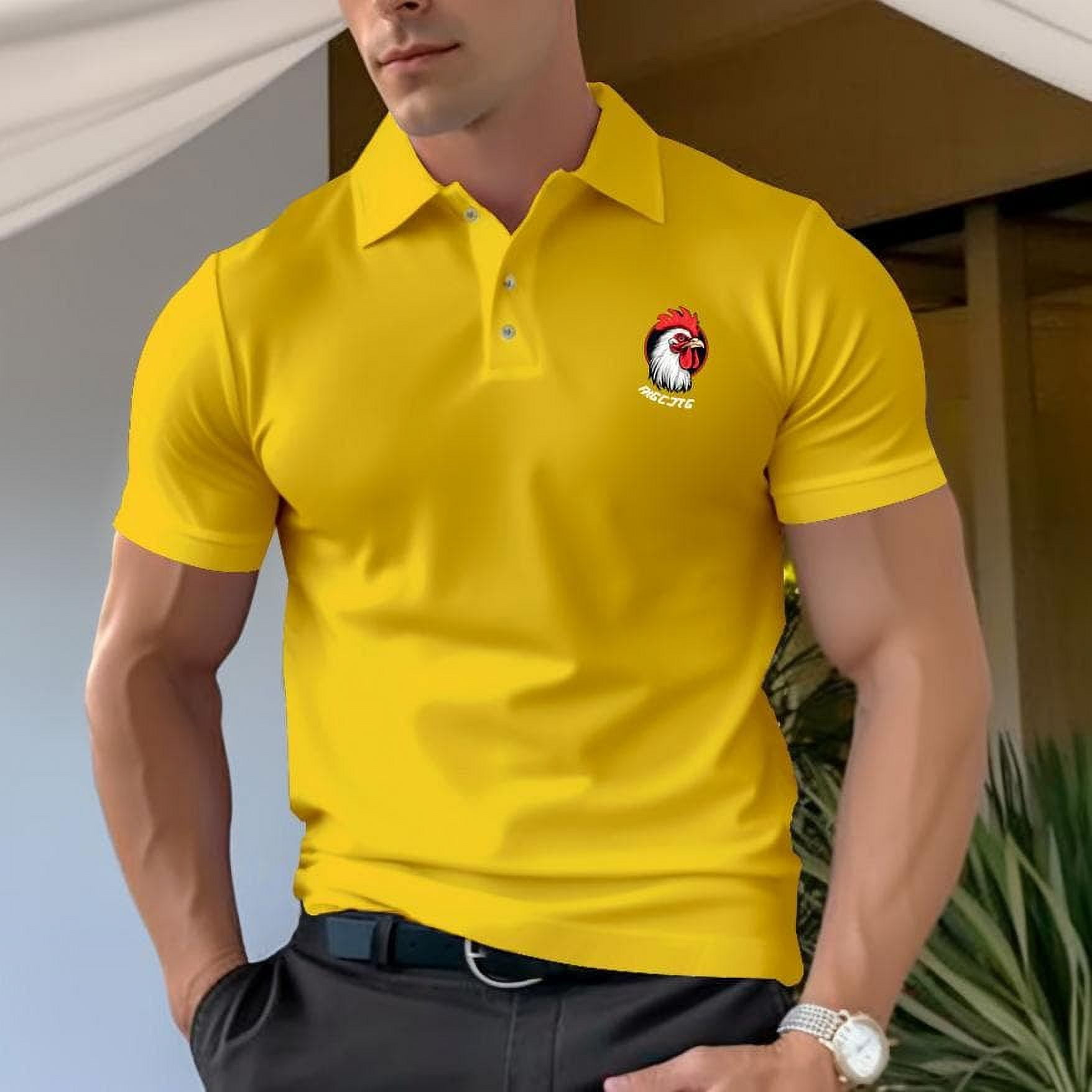 Chicken Head And Monogram Pattern Men's Cotton Short Sleeve Polo Shirt ...