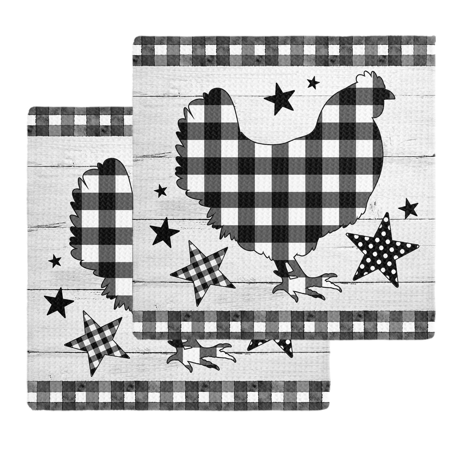 Chicken Hen Kitchen Dish Towels for Drying Dishes Set of 2, Rooster ...