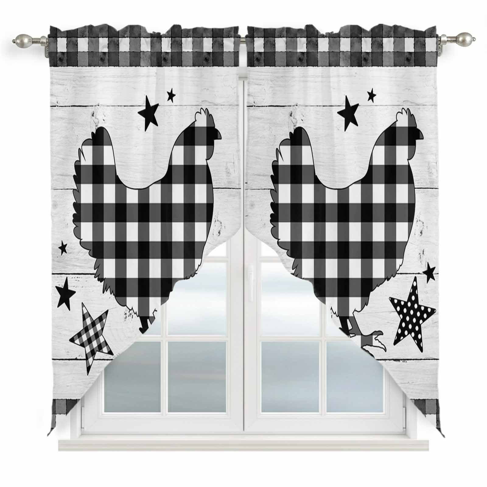 Chicken Hen Swag Valances for Windows, Kitchen Window Curtains Over ...