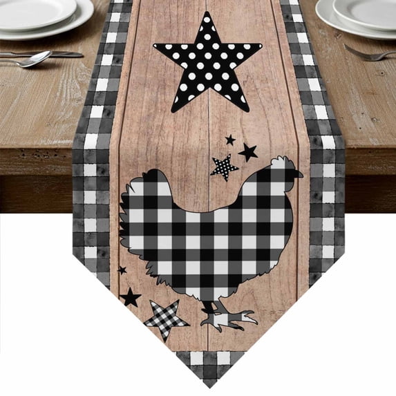 Chicken Hen Table Runner Linen Burlap Table Runner 120 Inches Long ...