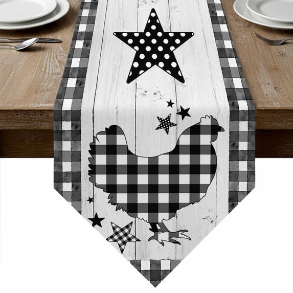 Chicken Hen Table Runner Linen Burlap Table Runner 90 Inches Long ...