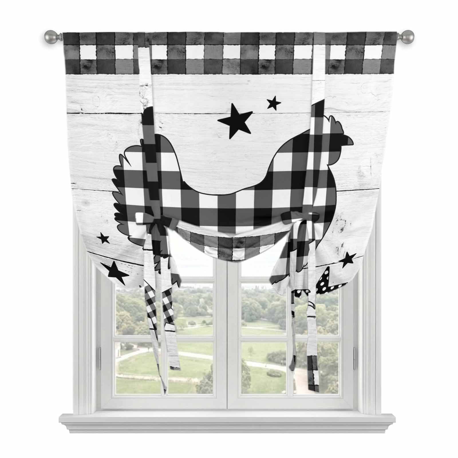 Chicken Hen Tie Up Curtains for Windows, Adjustable Balloon Window ...