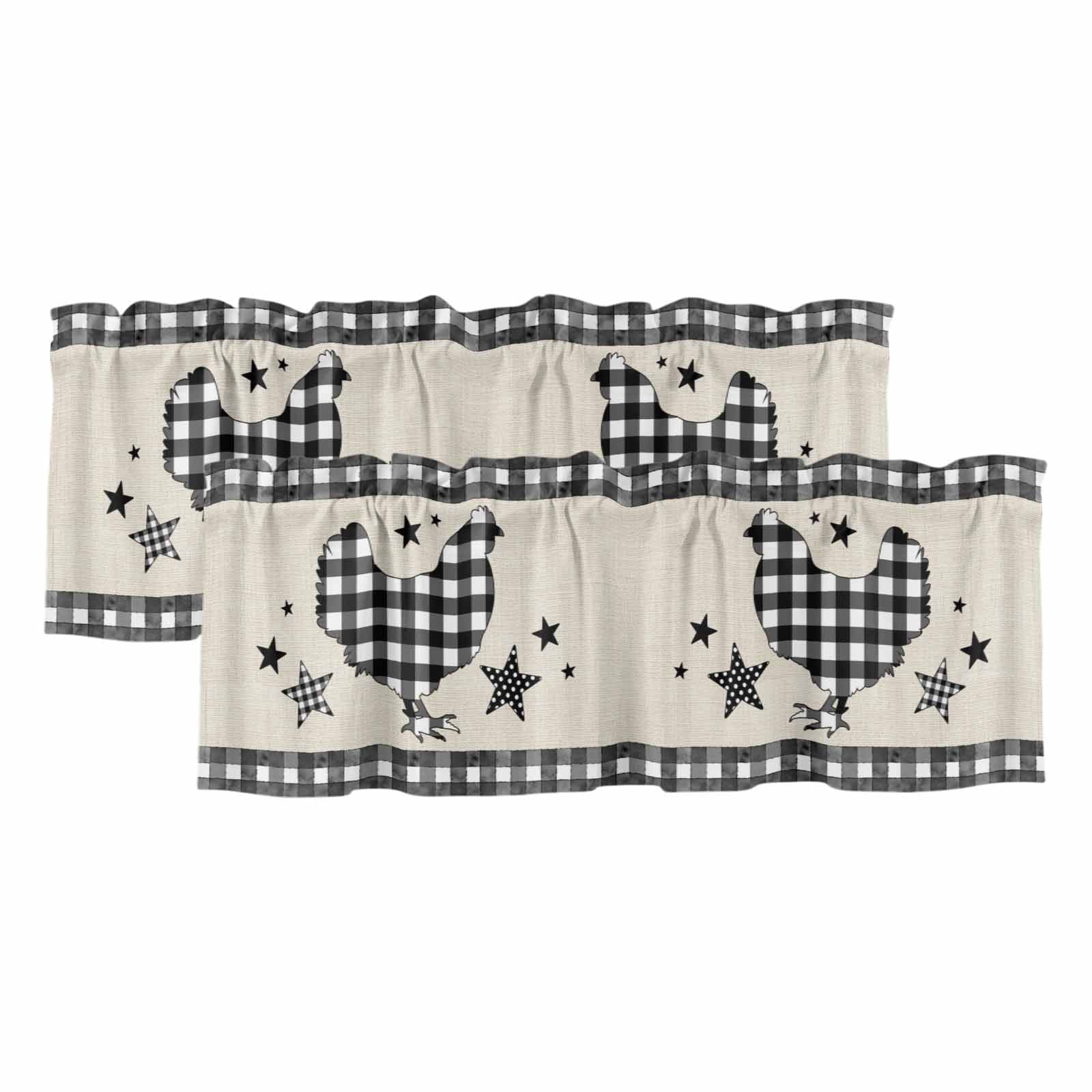 Chicken Hen Valances for Windows, Decorative Rod Pocket Window Valance ...