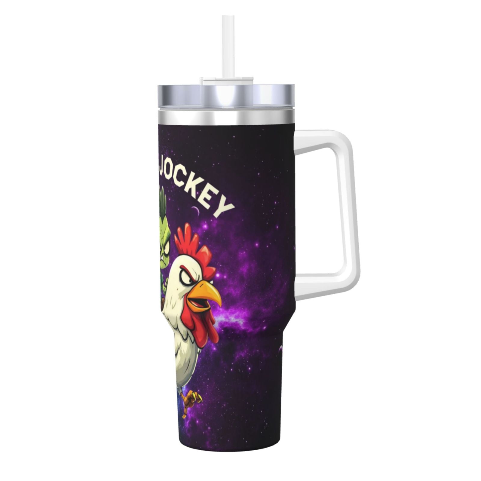 Chicken Jockey 40 OZ Ice Bully Cup with Handle Straw, Double Wall ...