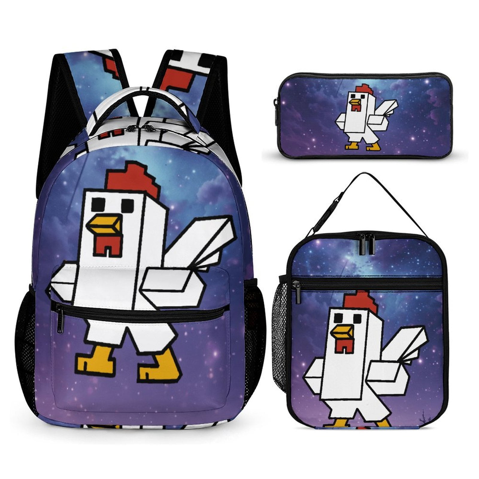 Chicken Jockey Backpack with Lunch Box and Pencil Case-Compartment ...