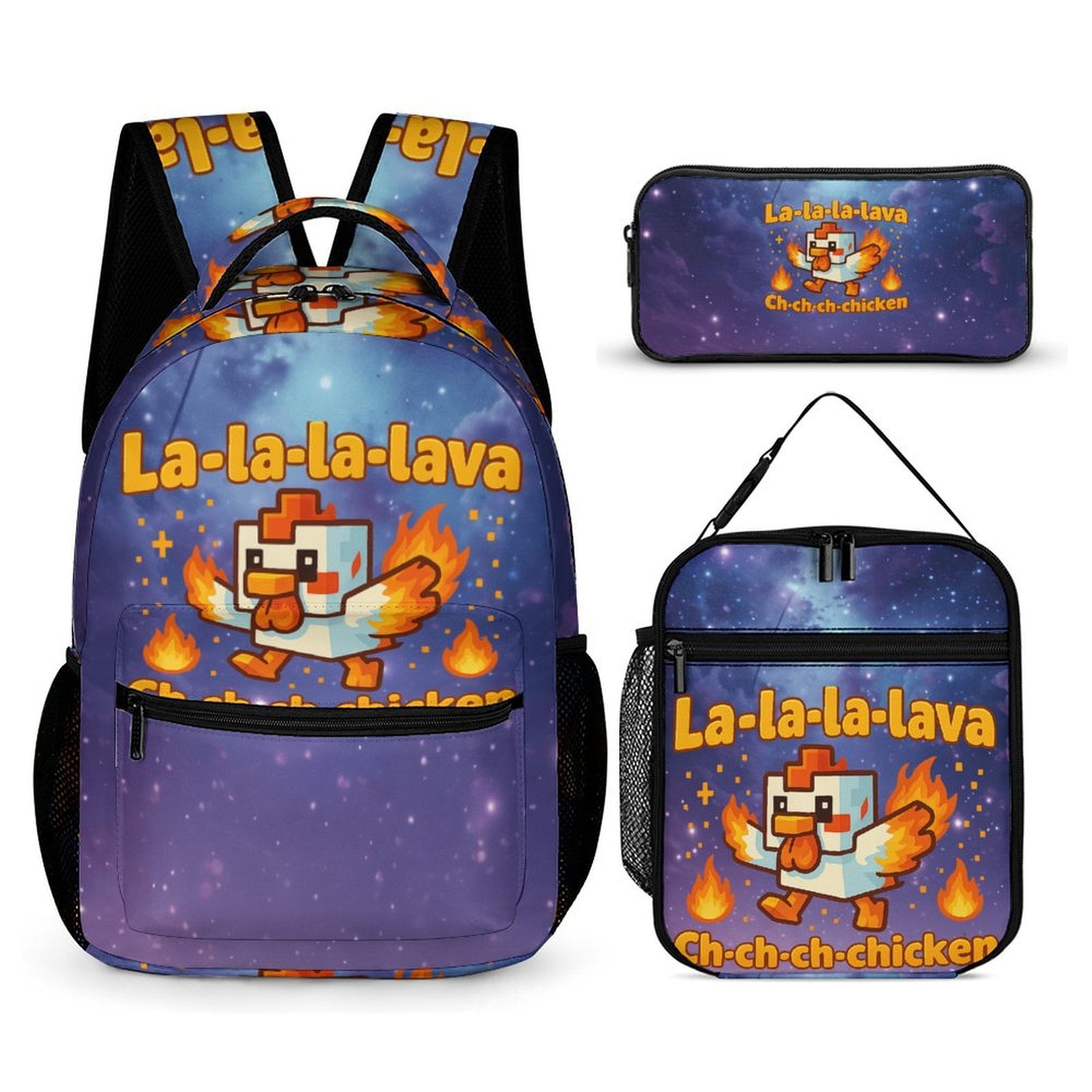 Chicken Jockey Backpack with Lunch Box and Pencil Case-Compartment ...