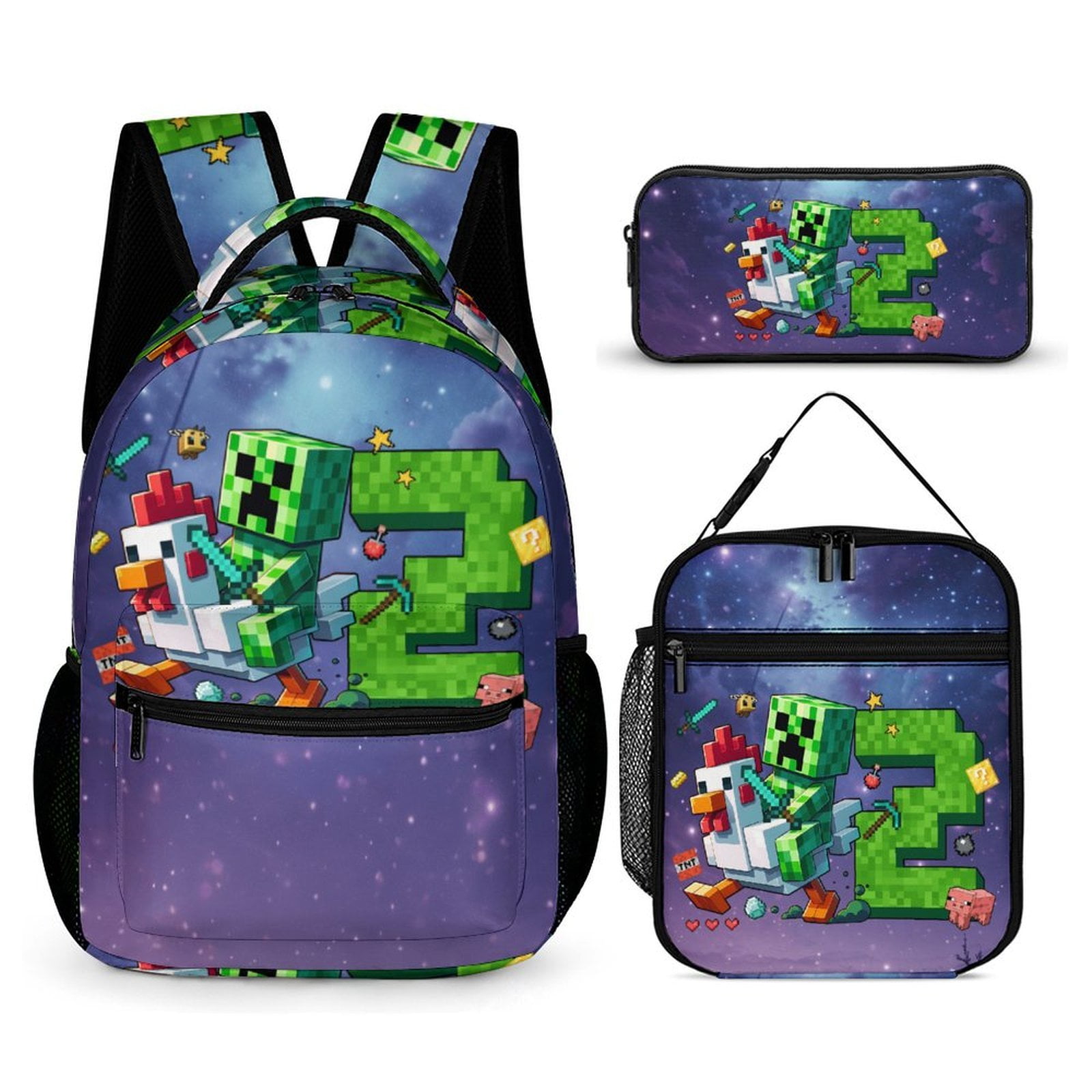 Chicken Jockey Backpack with Lunch Box and Pencil Case-Compartment ...