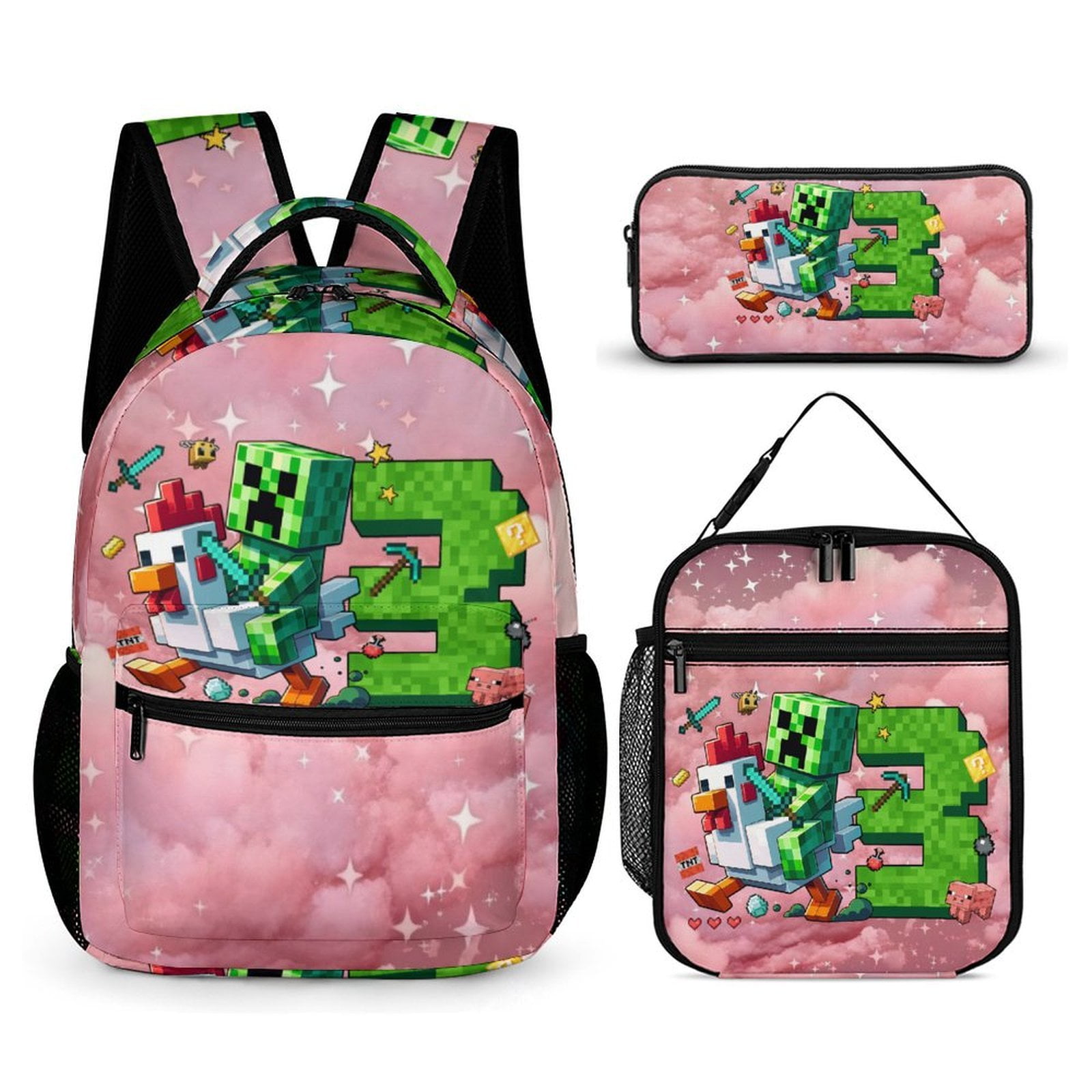Chicken Jockey Backpack with Lunch Box and Pencil Case-Compartment ...