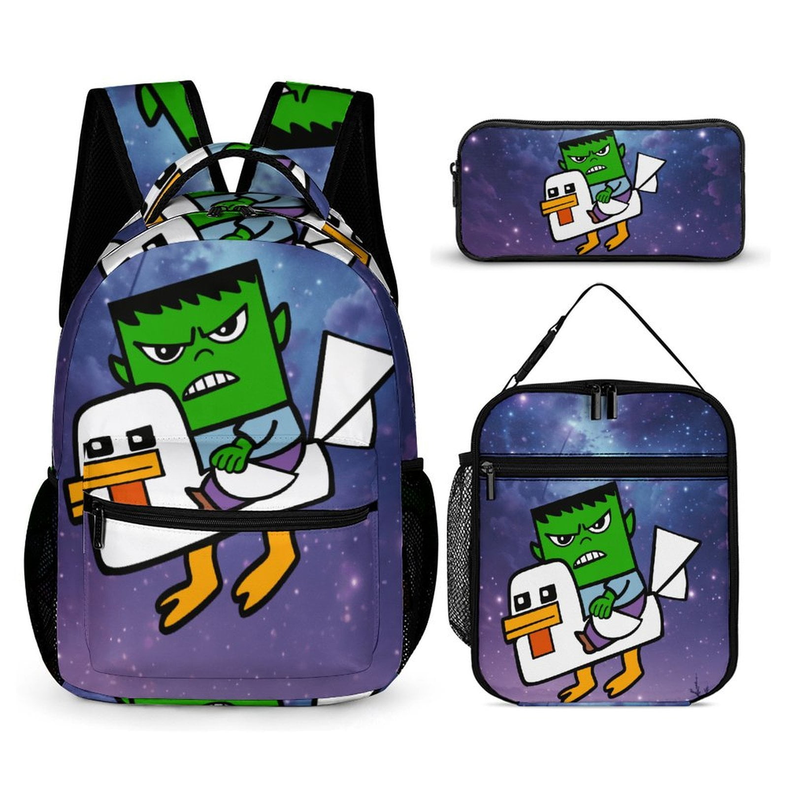 Chicken Jockey Backpack with Lunch Box and Pencil Case-Compartment ...