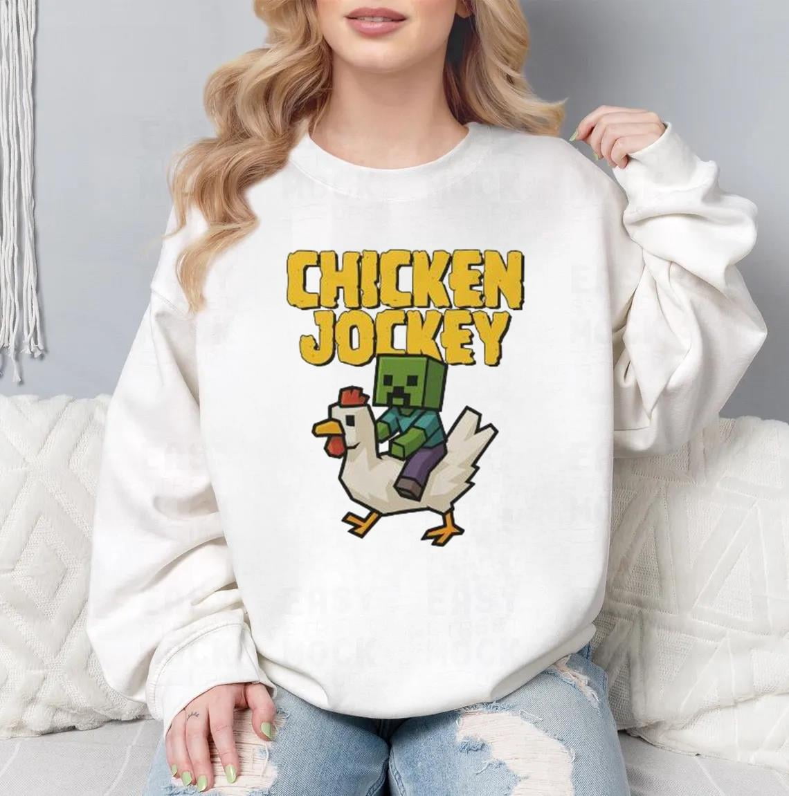 Chicken Jockey Battle Mode T-Shirt Funny Gamer Cluck Action Tee, for ...