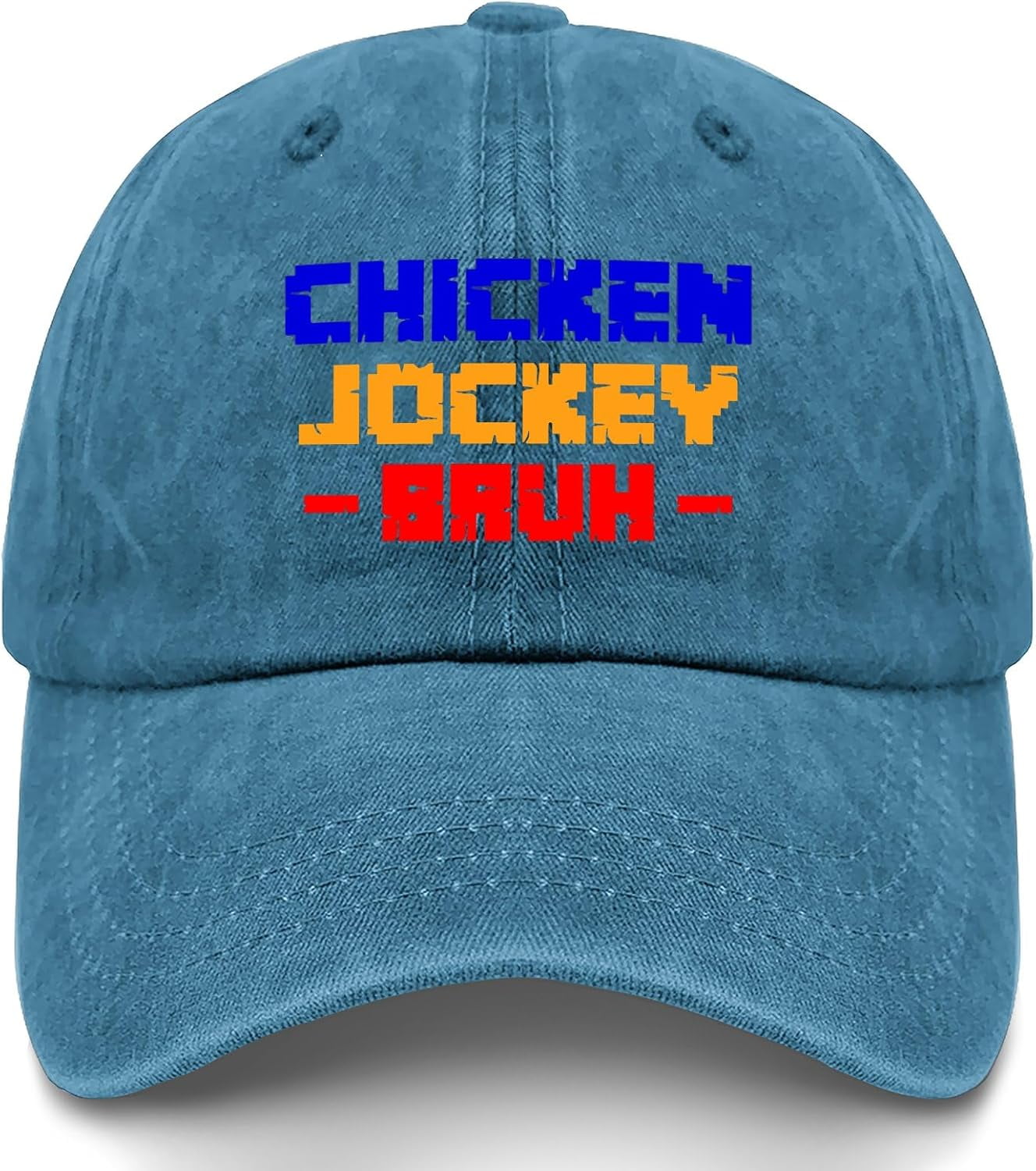 Chicken Jockey Bruh Hat Mens Cotton Washed Baseball Caps Adjustable Hat ...