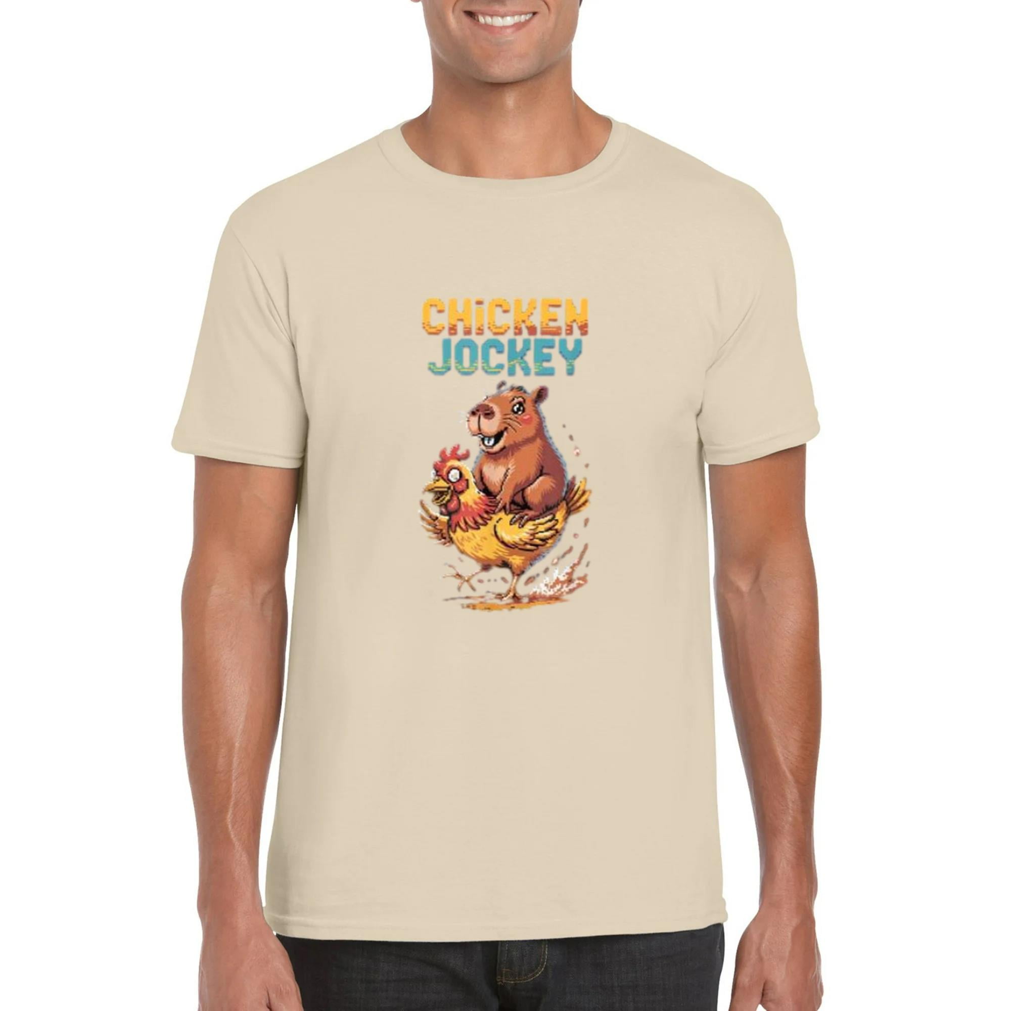 Chicken Jockey Capybara Lovers Pixel Art Funny Gamer Cute Graphic T ...
