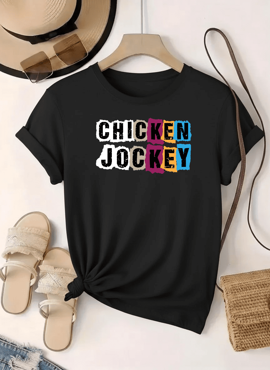 Chicken Jockey Funny Farm Animal Rider Clean Text Graphic Art Unisex T ...