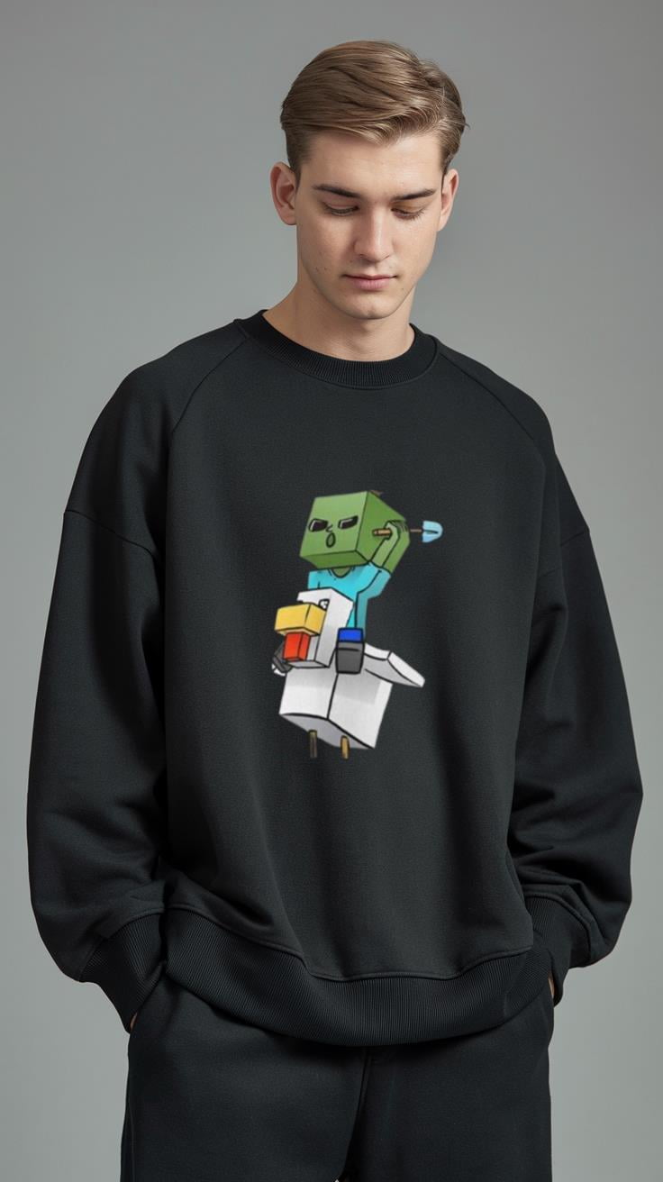 Chicken Jockey Minecraft Gamer Fun Pixel Art Tee Sweatshirt, for men ...