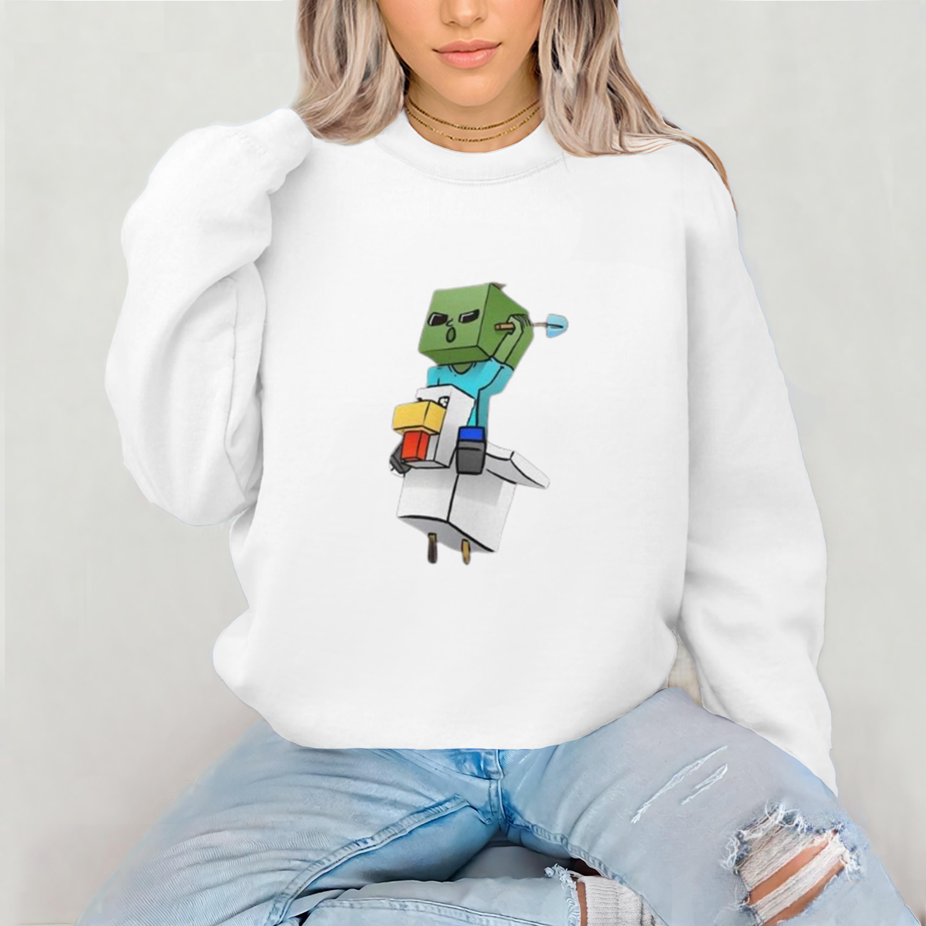 Chicken Jockey Minecraft Gamer Fun Pixel Art Tee Sweatshirt, for men ...