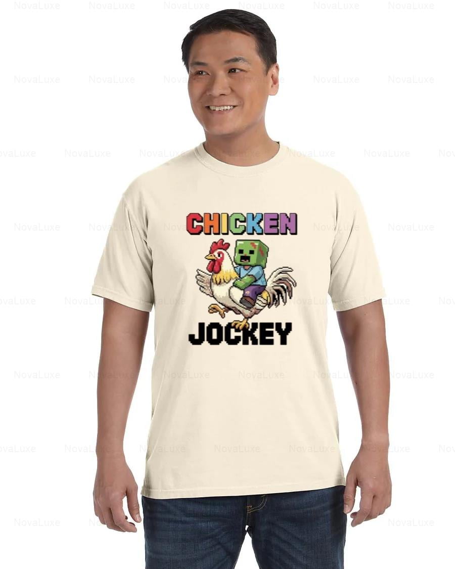 Chicken Jockey Pixel Art Comfort Coler T-Shirt for Minecraft Fans ...