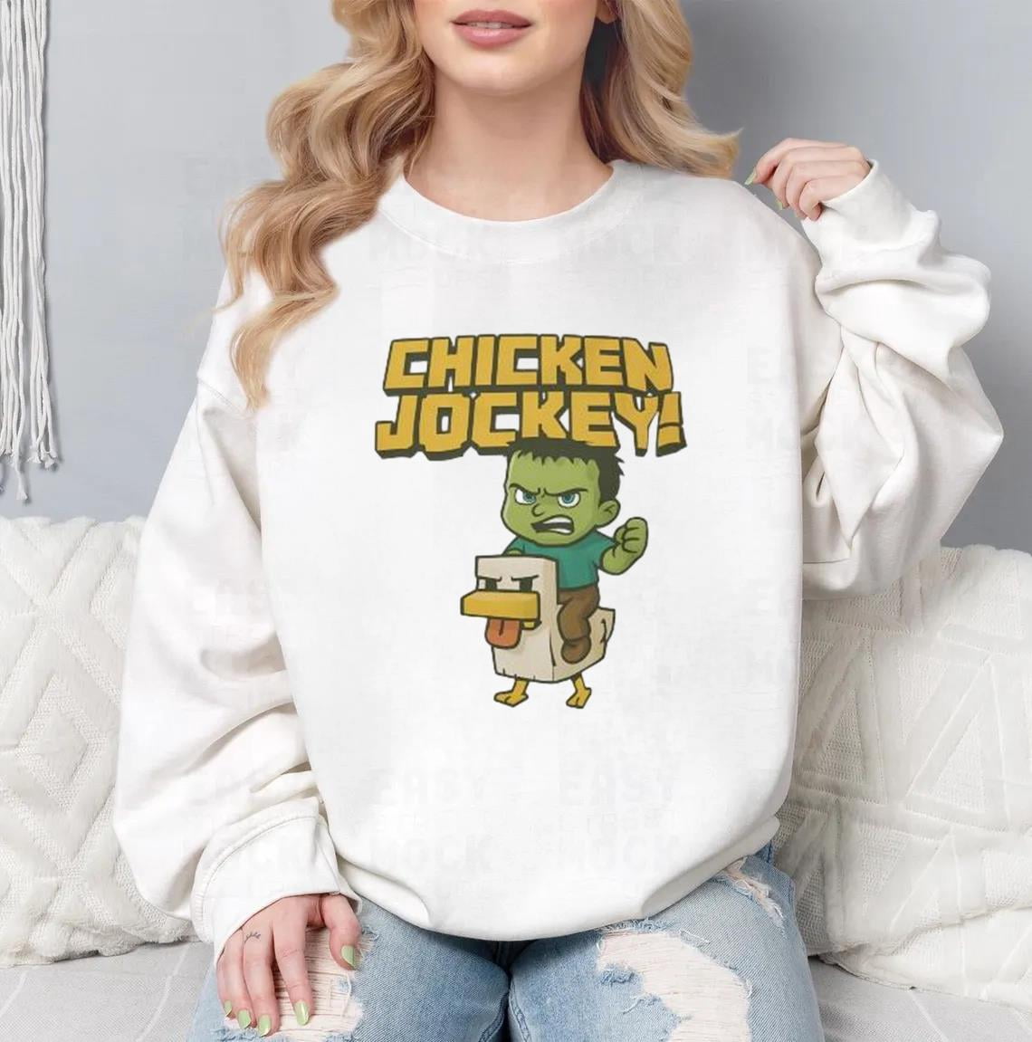 Chicken Jockey Pixel Tee T-Shirt Funny Zombie Chicken Game Style, for ...