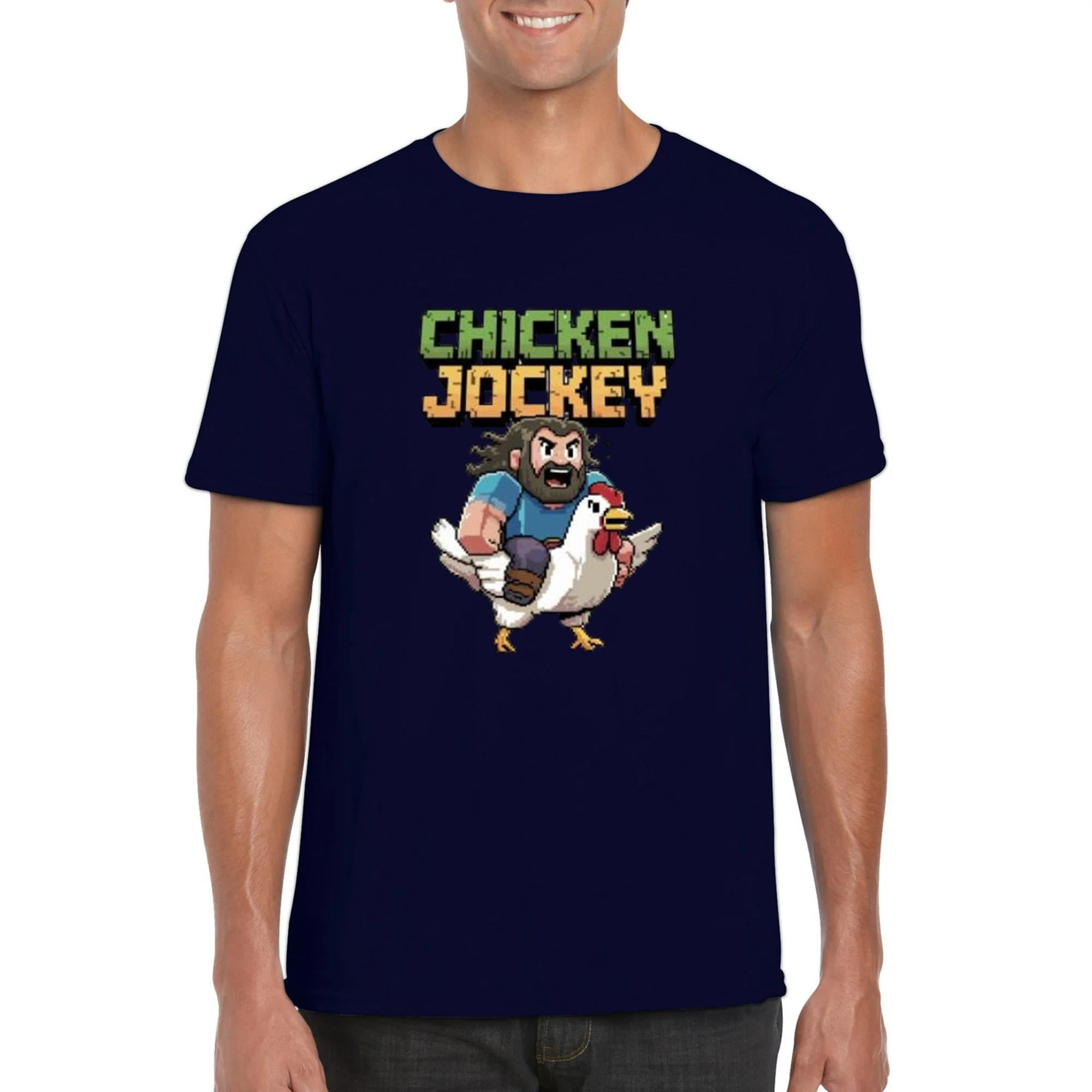 Chicken Jockey Steve Riding Chicken Funny Gaming Scene Player Graphic T ...