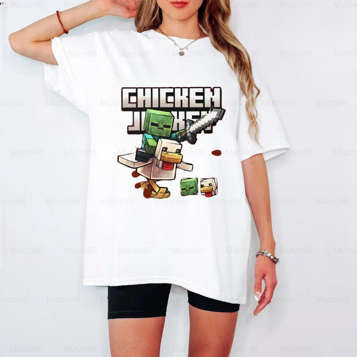 Chicken Jockey T-Shirt Retro Gamer Style Minecraft Bird Rider, for men ...