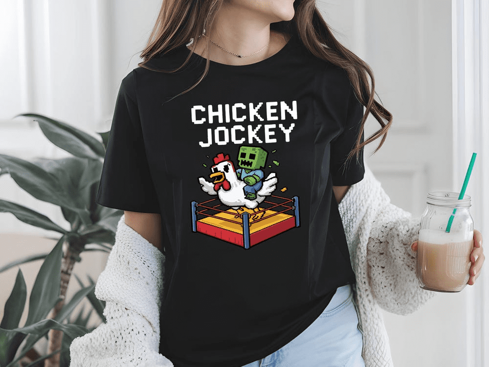Chicken Jockey T-shirt Cool Gamer Apparel Trending Tee - Walmart.com