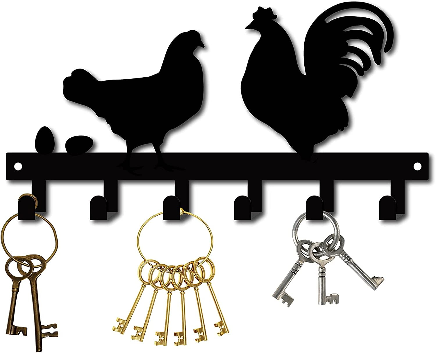 Chicken Key Holder Hooks Cast Iron Wall Hanger Organizer Coat Rack ...